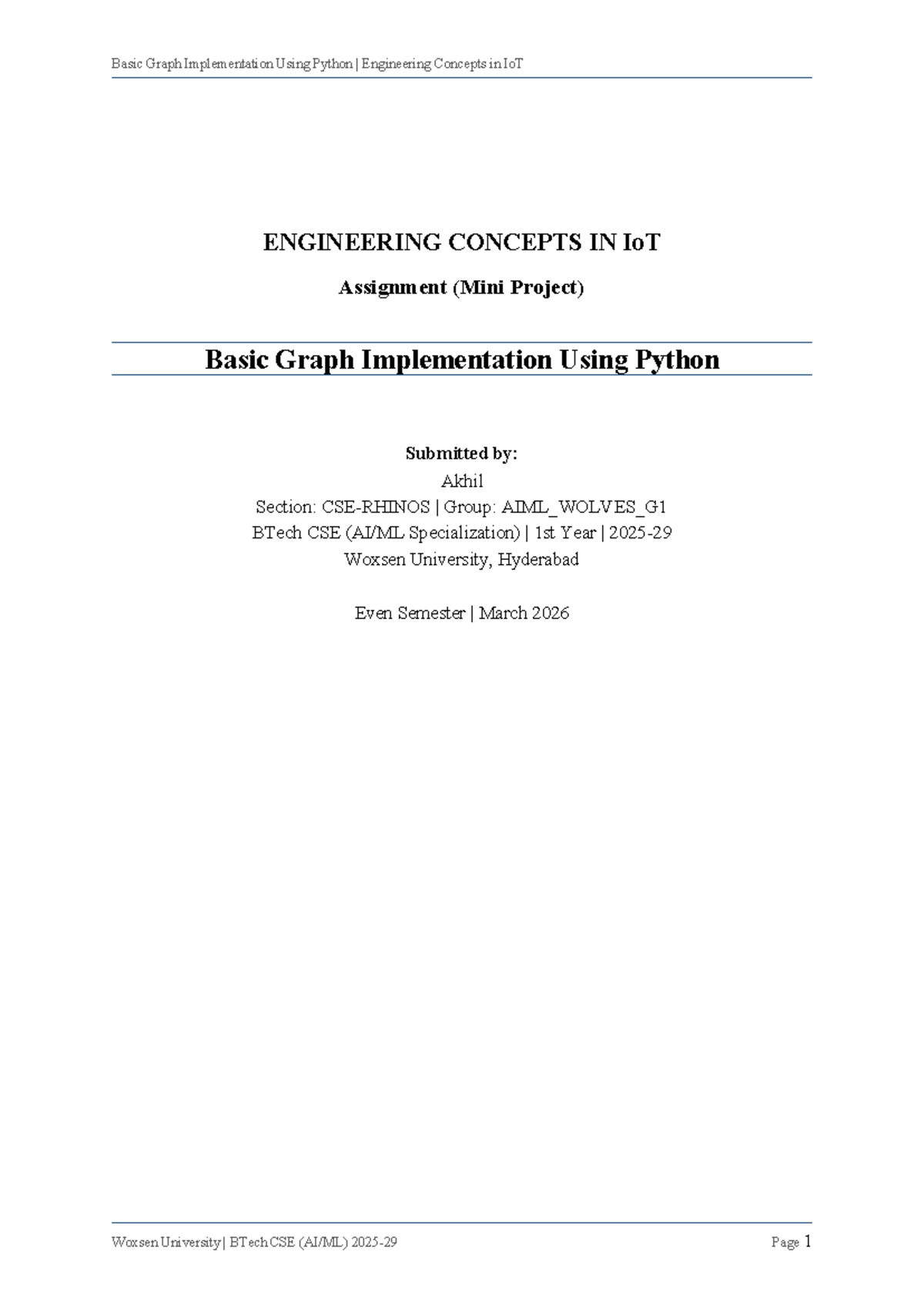 IoT Engineering Concepts: Basic Graph Implementation Using Python (ENGC_IOT) - Studocu