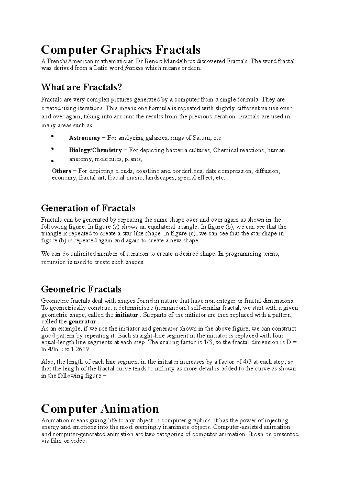 1.Computer Graphics Fractal - 1 - Computer Graphics Fractals A French ...
