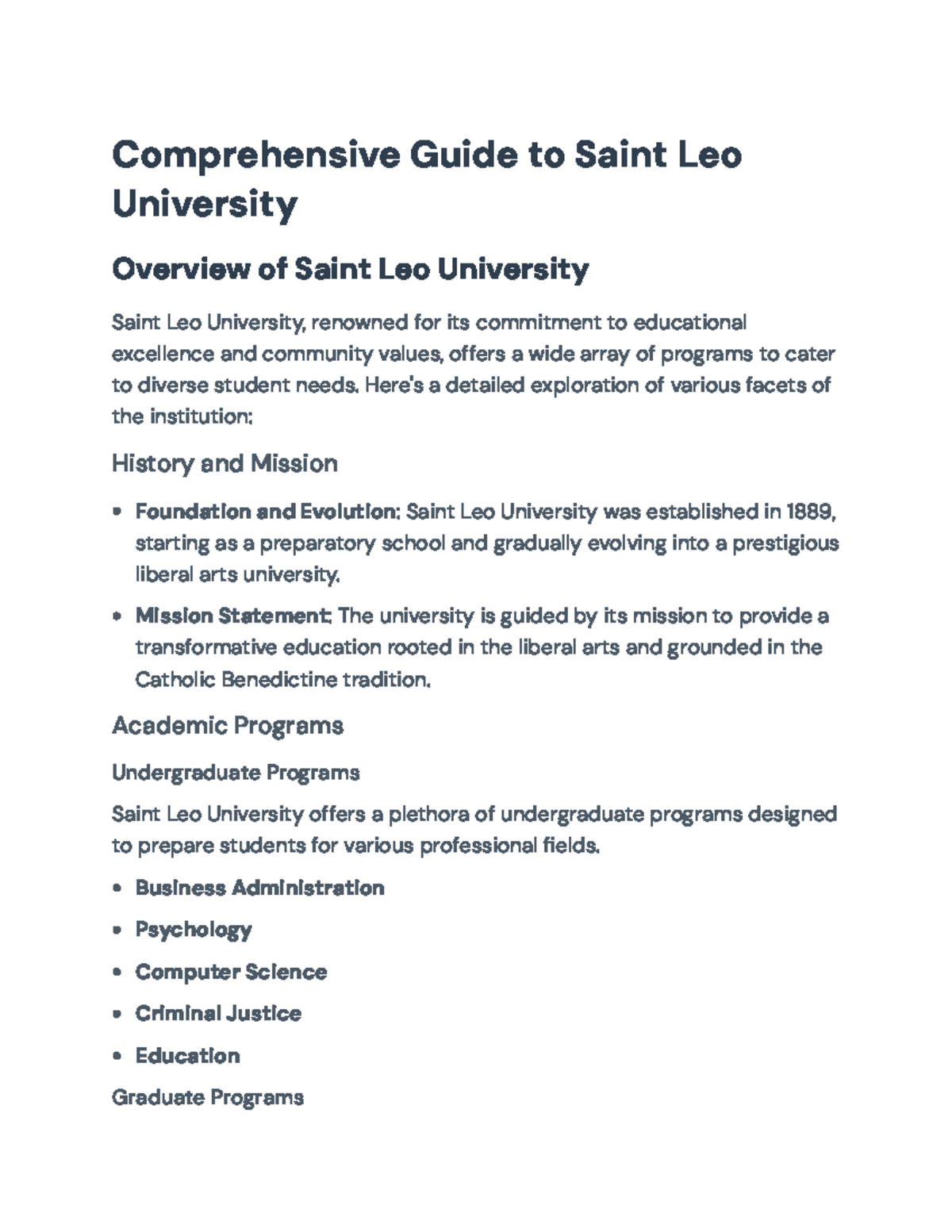 Comprehensive Overview of SLU Programs & Values Guide - Studocu