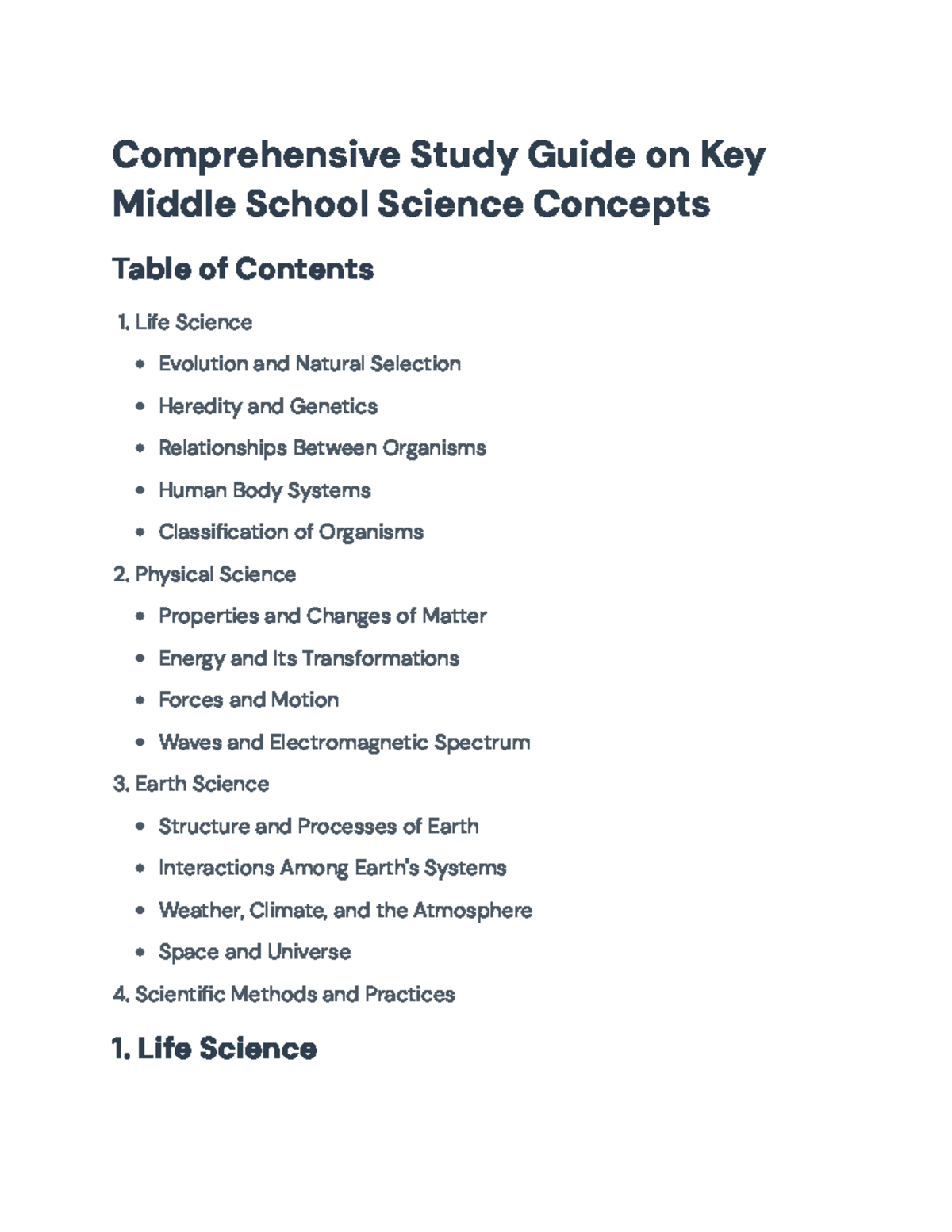 Middle School Science Comprehensive Study Guide (SC.6-SC.8 ...