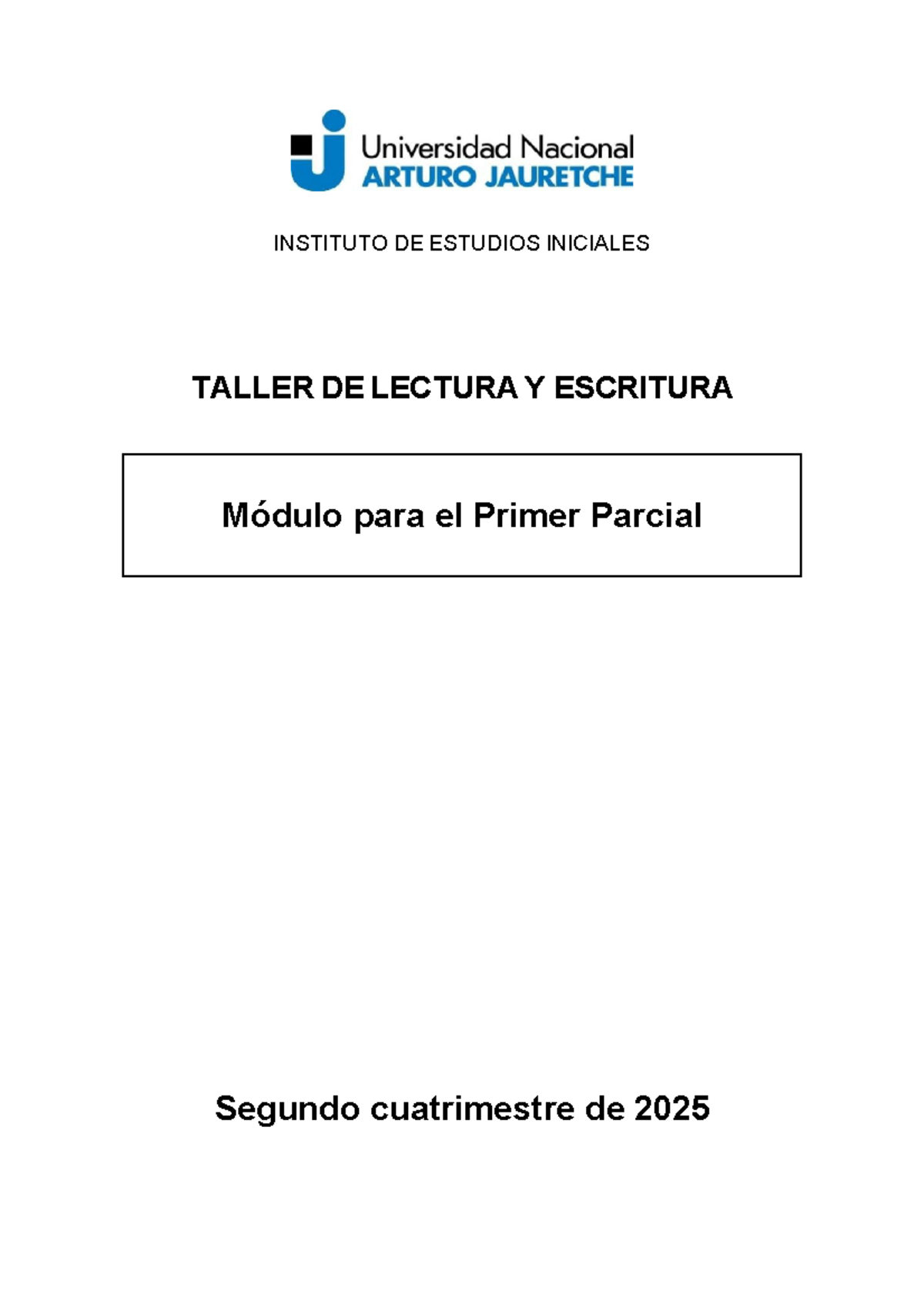2025-2C. Simulacro del Primer Parcial: Taller de Lectura y Escritura ...