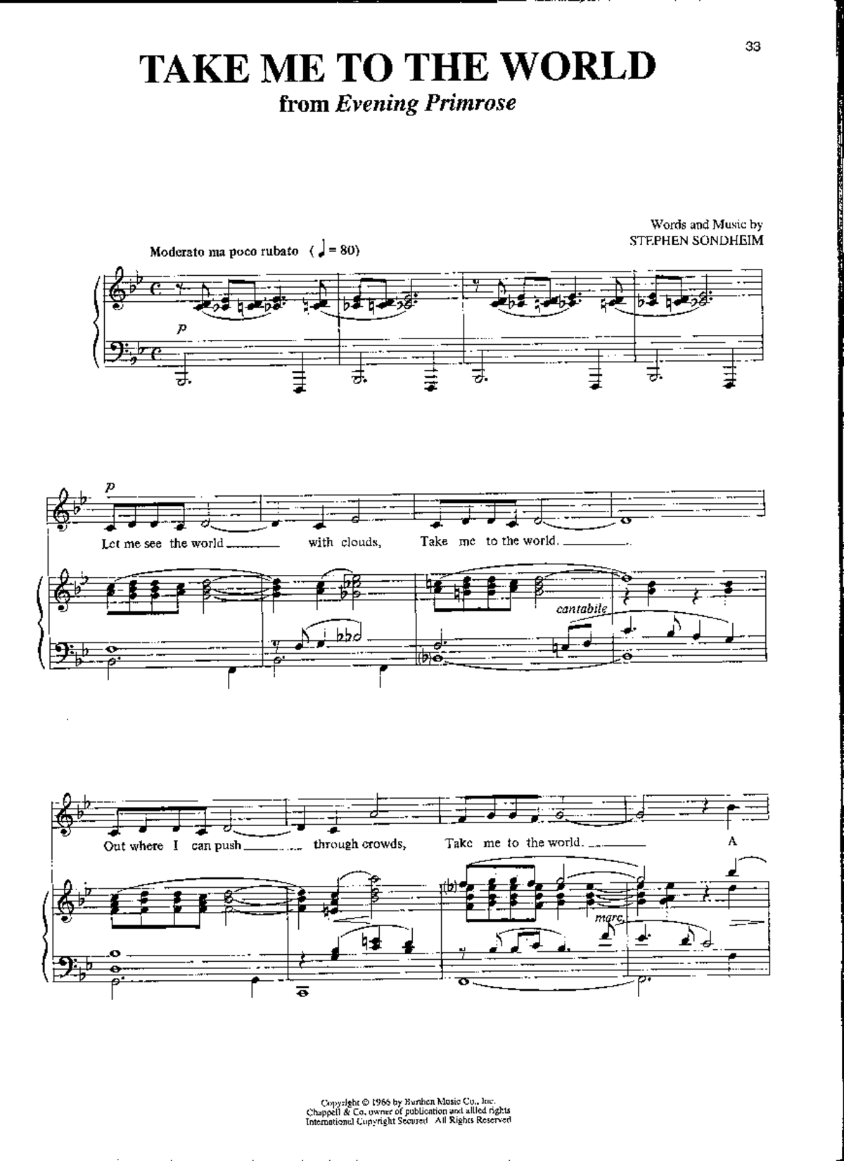 Evening Primrose: Take Me to the World (Sondheim) - Studocu