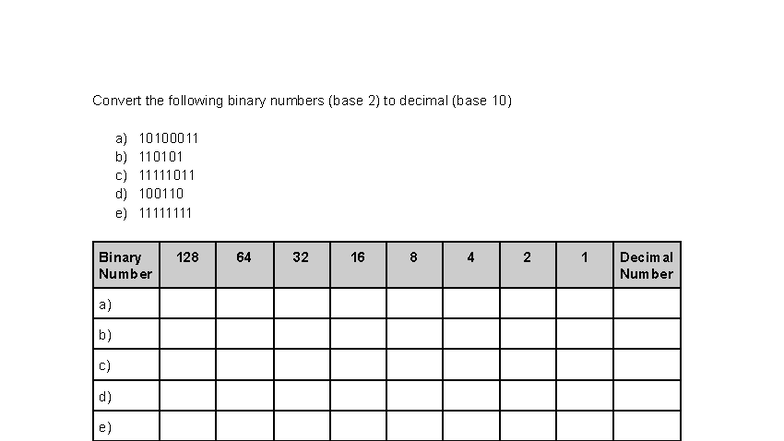 Binary to Decimal Conversion Guide: Base 2 to Base 10 - Studocu