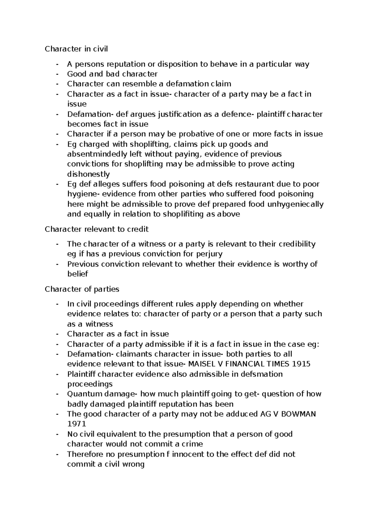 Character Evidence in Civil Cases: Understanding Its Relevance and ...