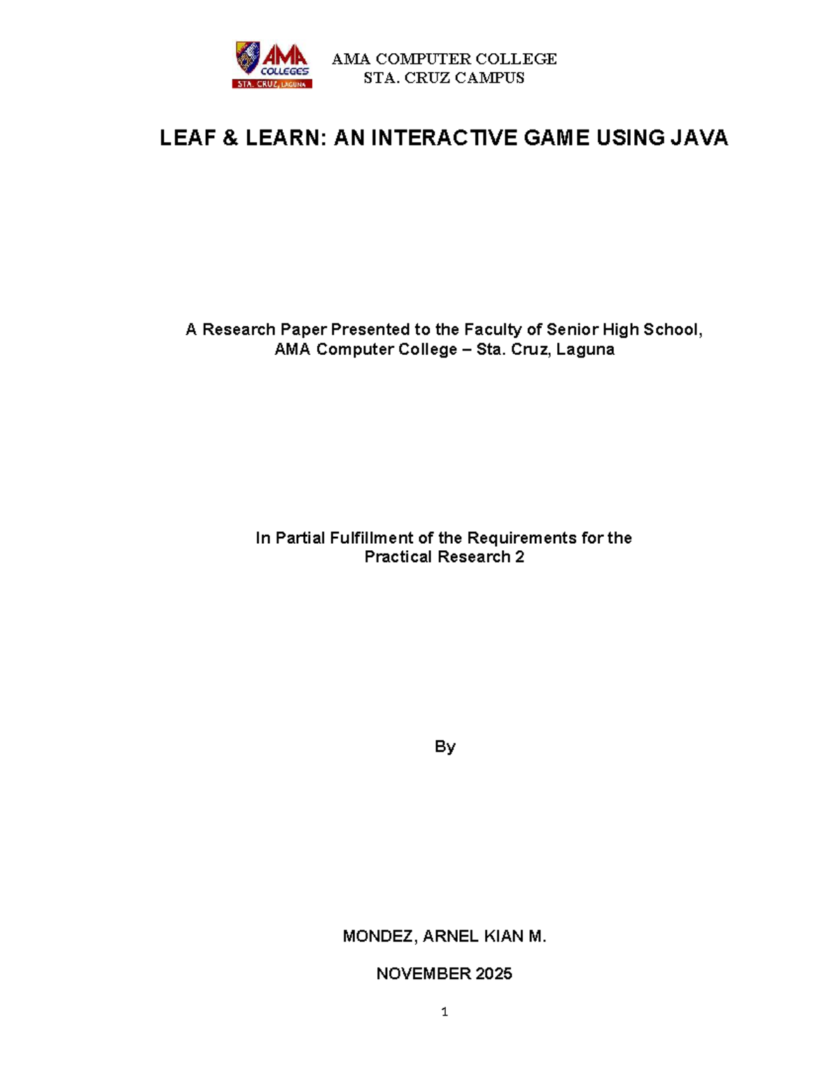 Research Paper: Leaf Learn - An Interactive Java Game for Teaching ...