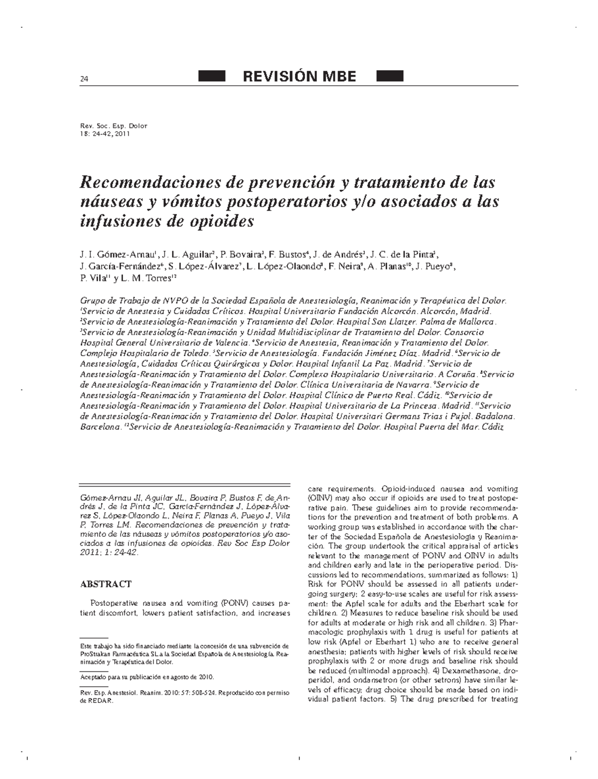 Guías NVPO: Prevención y Tratamiento de Náuseas y Vómitos ...
