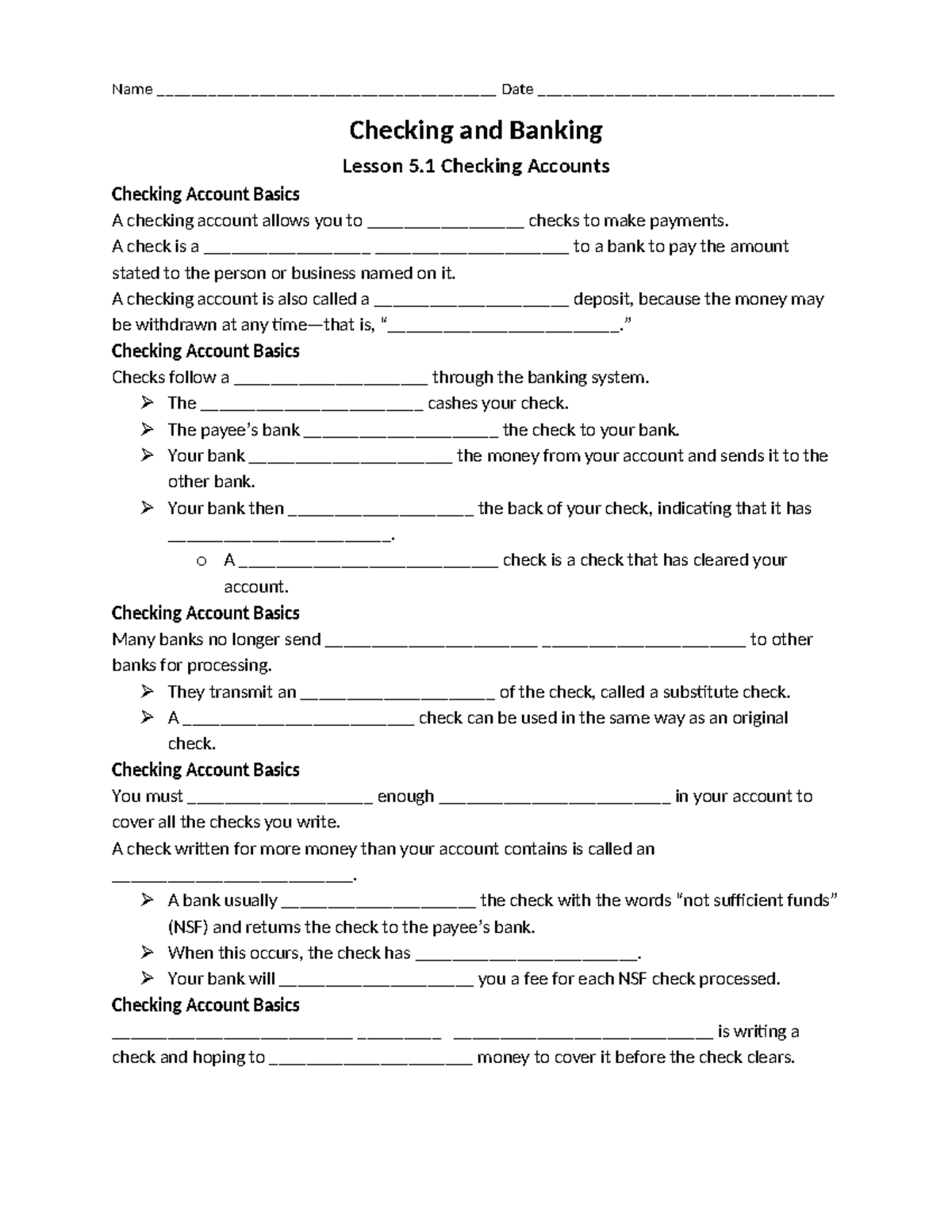 Banking 101: Checking Accounts Overview (Lesson 5) - Studocu