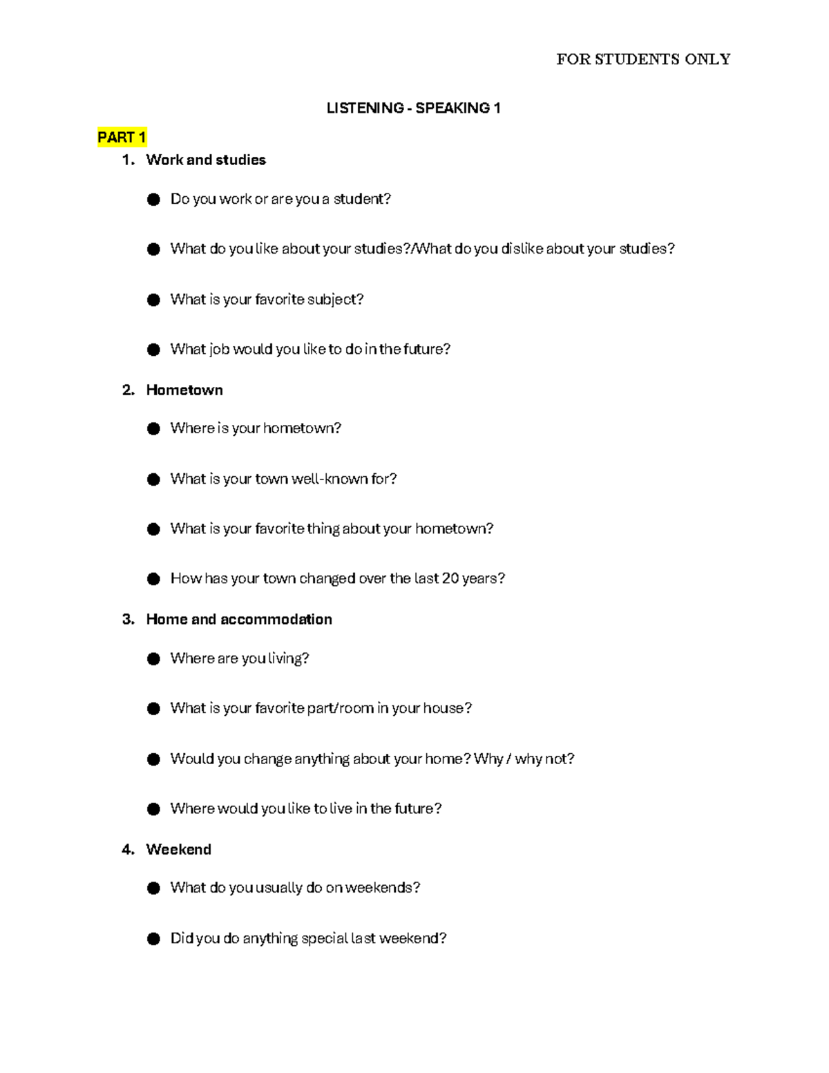 LS1 Listening & Speaking: Student Reference Part 1 & 2 - Studocu