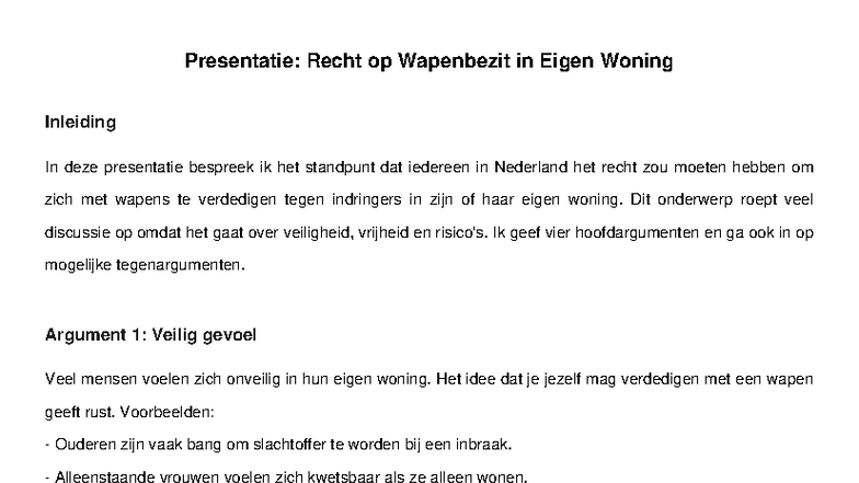 Presentatie: Recht op Wapenbezit in Eigen Woning en Argumenten ...