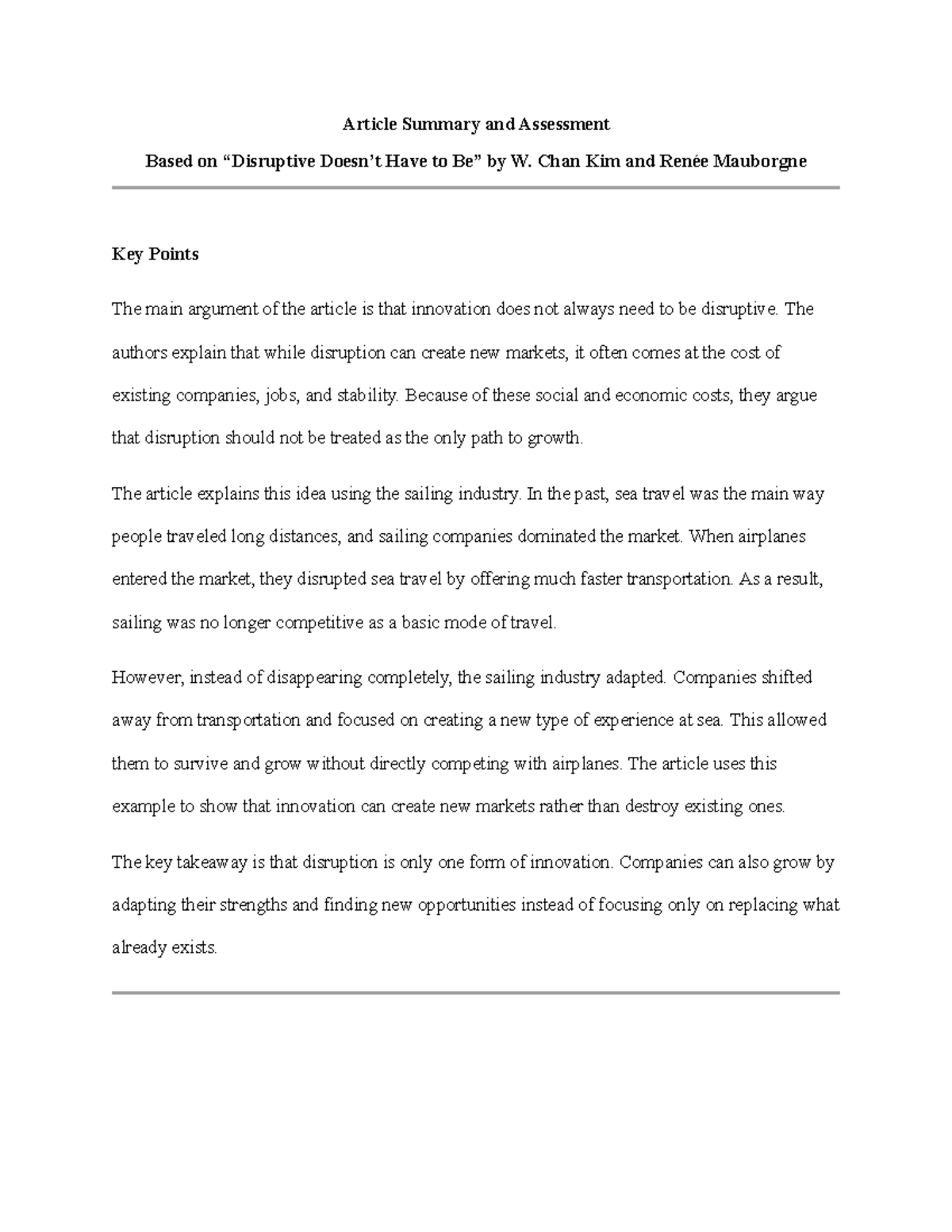 Disruption is Essential: Article Summary & SWOT Analysis - Studocu