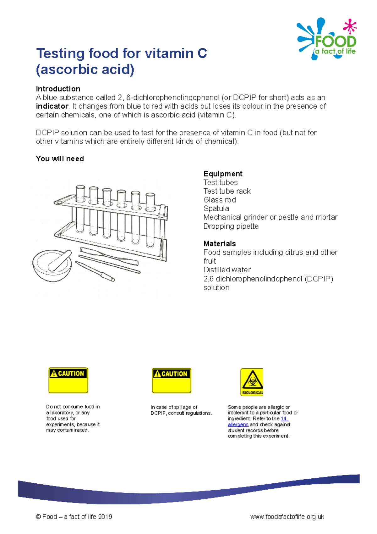 Testing for vitamin c ascorbic acid ws 1416fs - Testing food for ...
