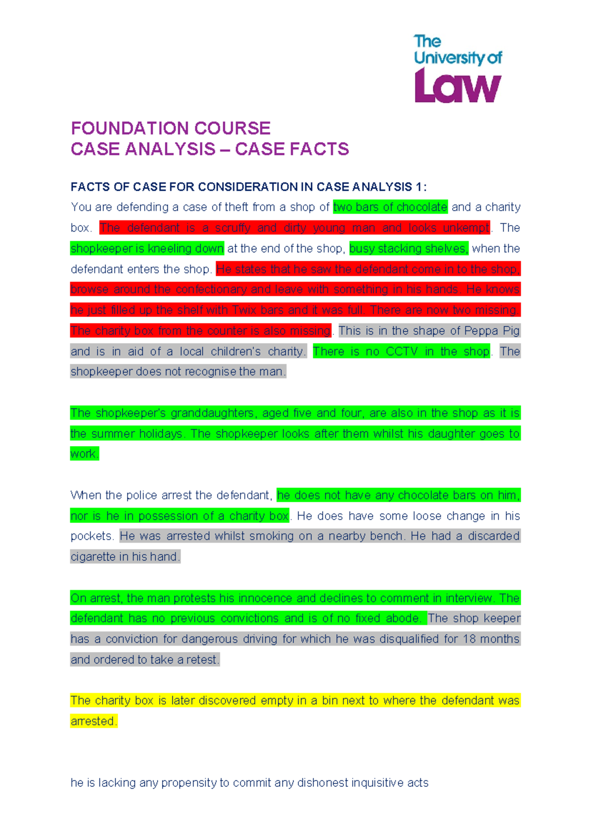 FOUNDATION COURSE CASE ANALYSIS: Theft Case Facts Overview - Studocu