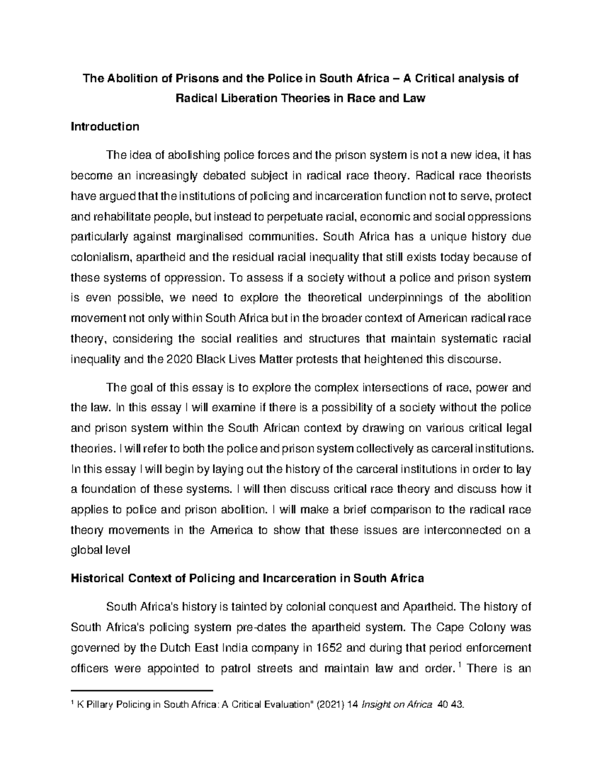 The Abolition of Prisons and Police in South Africa: A Critical ...