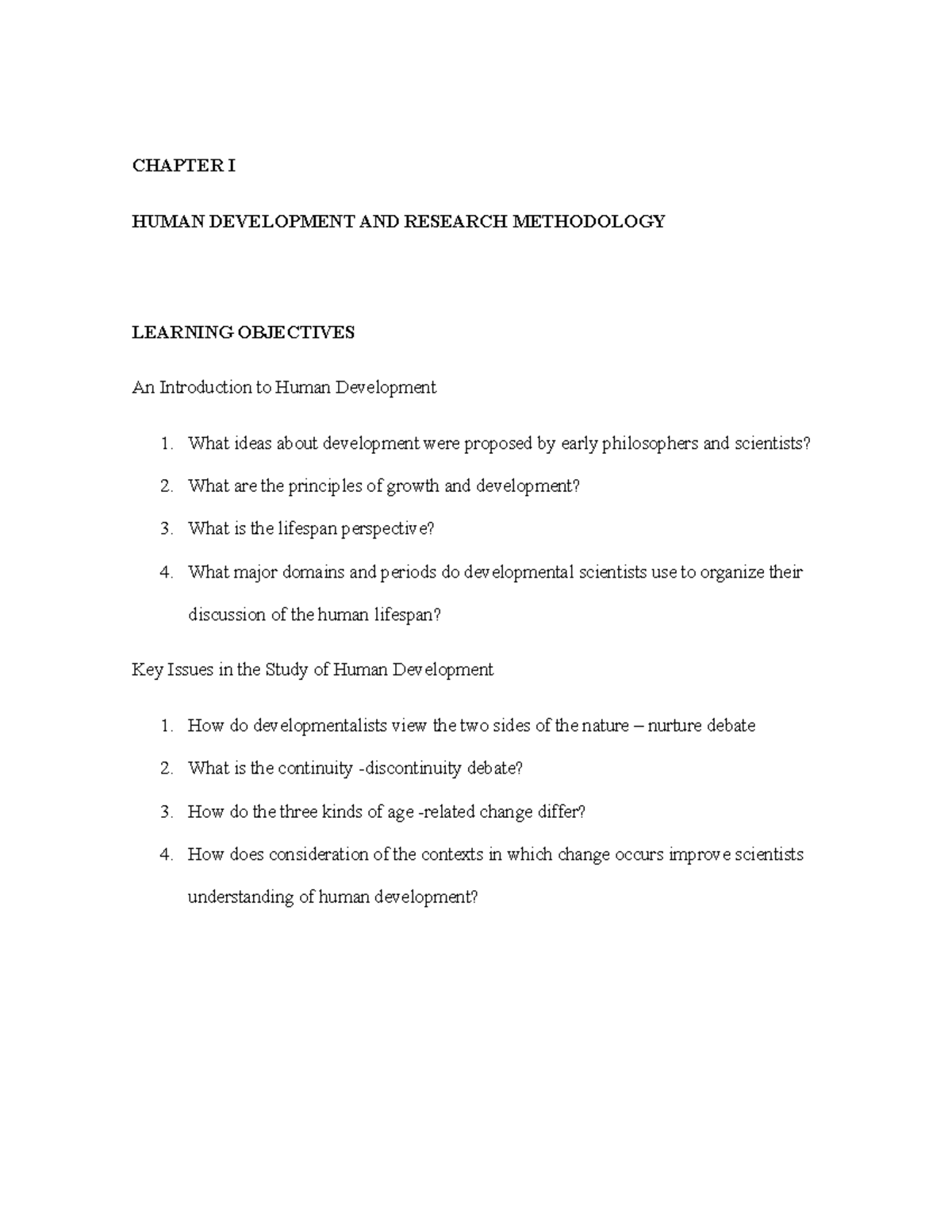 Human Development and Research Methodology (Chapter 1 Overview) - Studocu