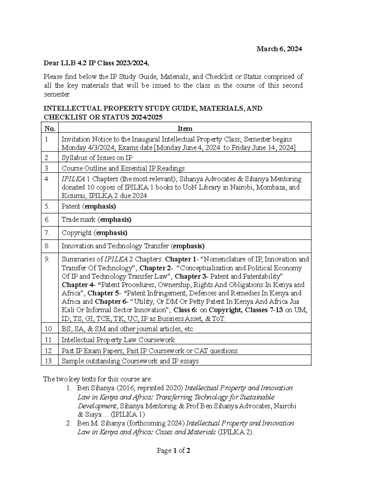 LLB 4.2 Intellectual Property Study Guide & Checklist - Studocu