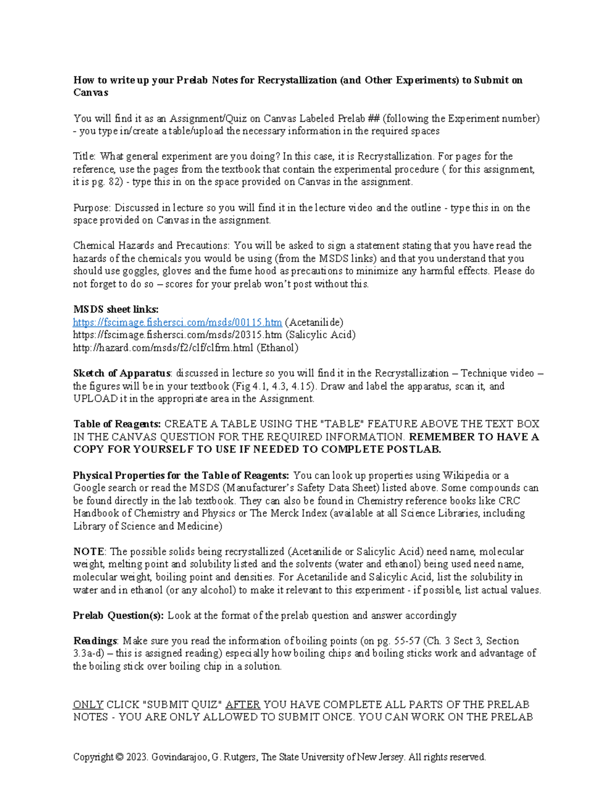 How+to+write+up+your+Prelab+Notes+for+Recrystallization - Copyright ...
