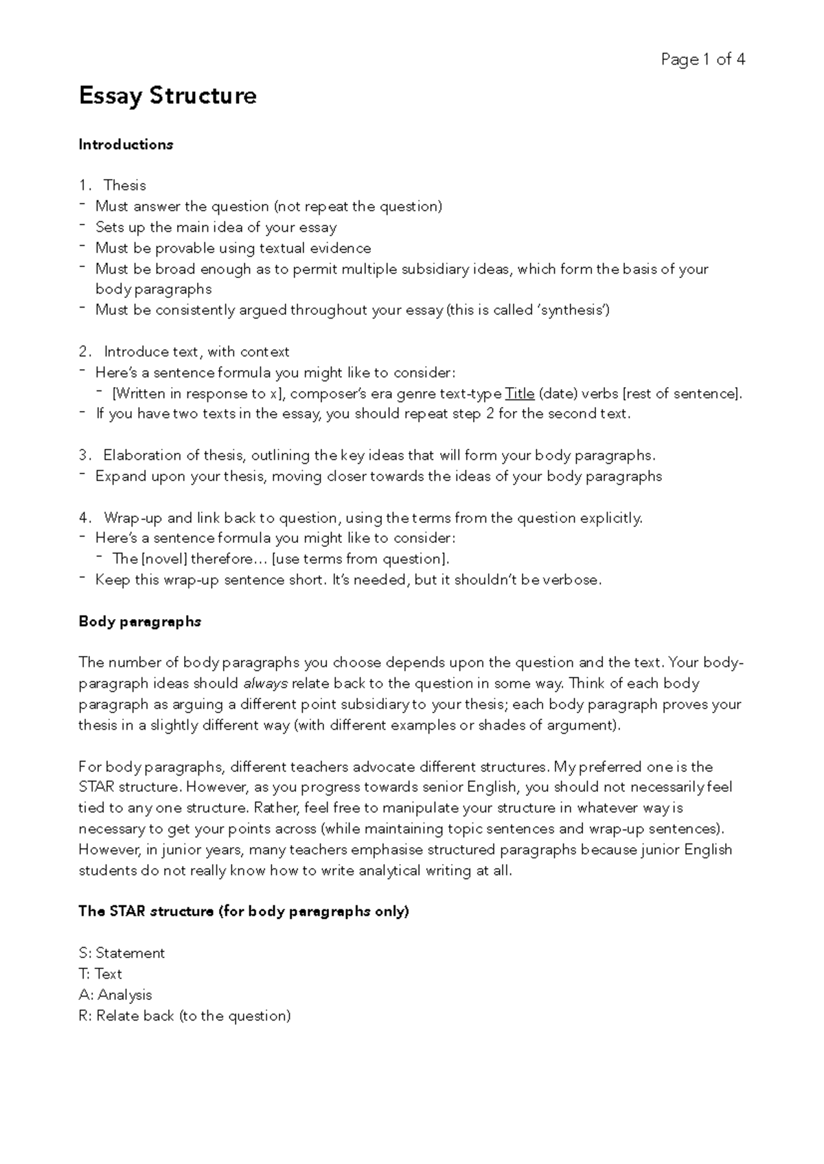 English 101: Mastering Essay Structure and Thesis Development - Studocu
