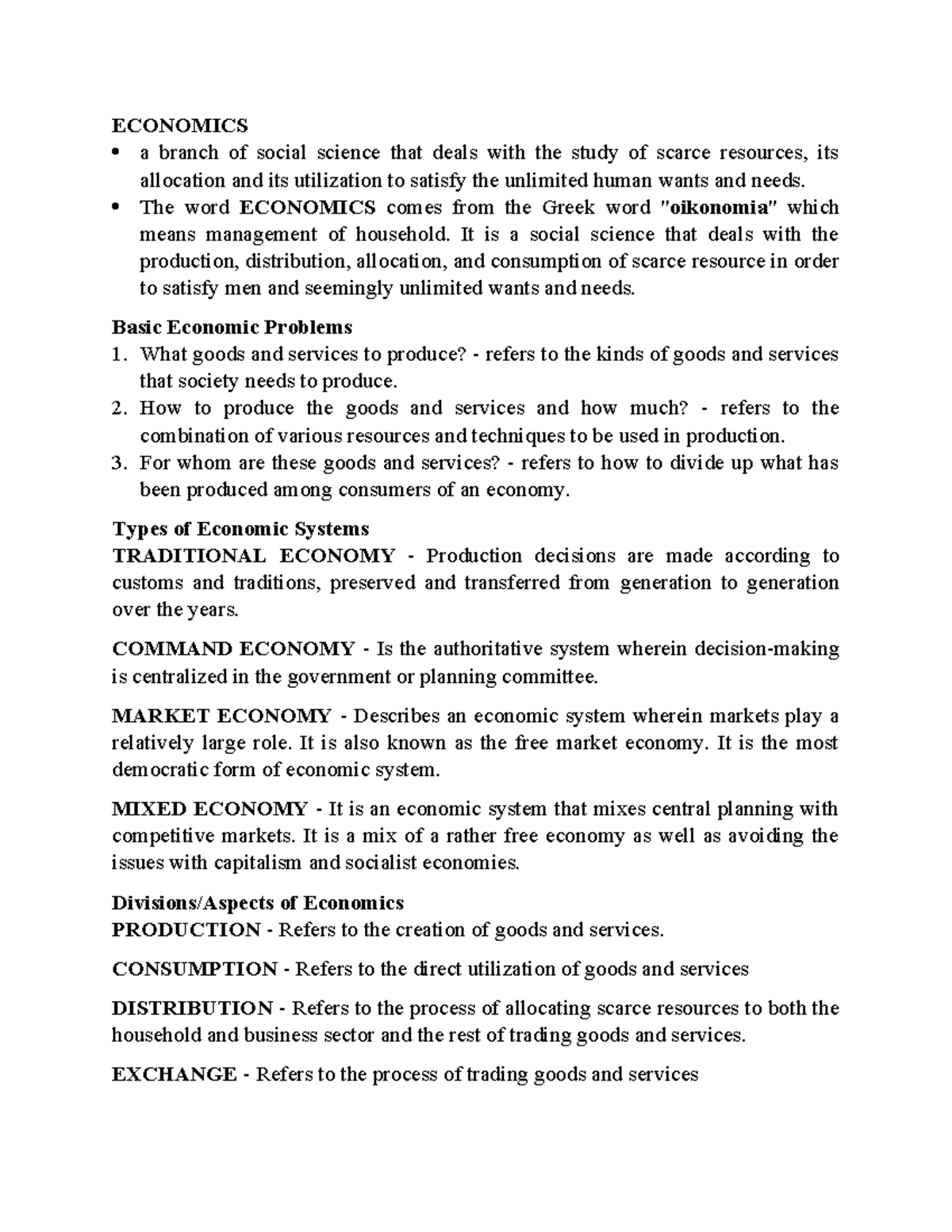 ECON 101 - Introduction to Basic Microeconomics Concepts and Issues ...