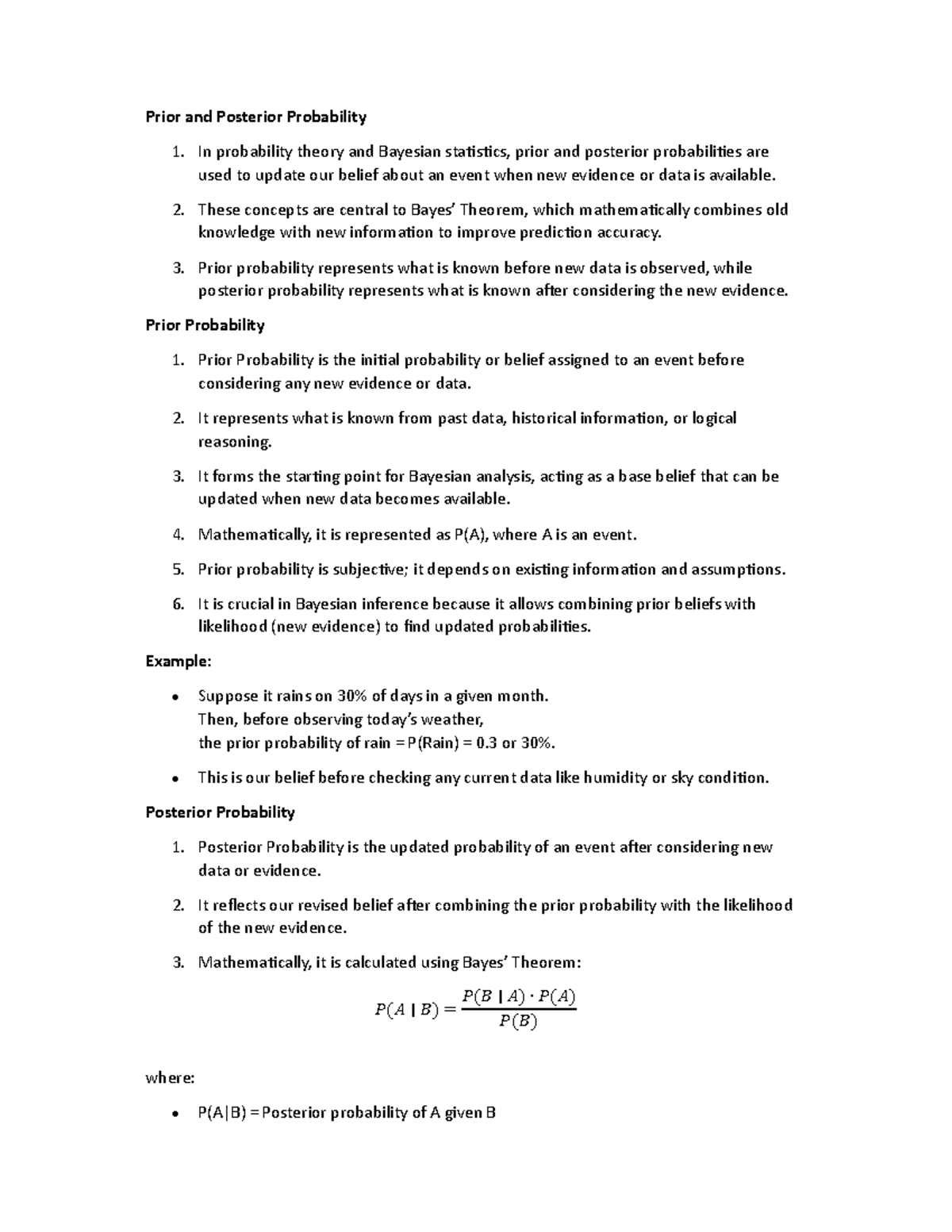 Probnotes - Prior and Posterior Probability Explained - Studocu