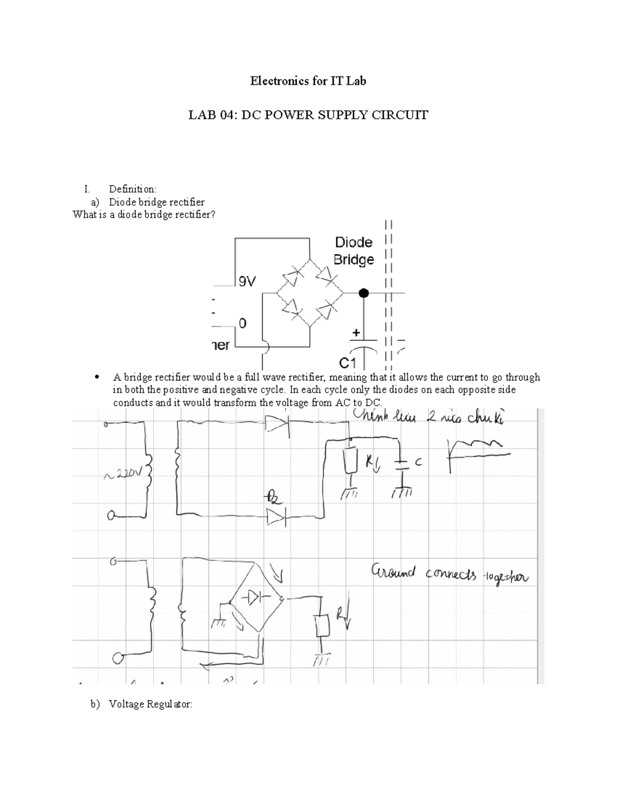 Lab 04: DC Power Supply Circuit - Electronics for IT Group 7 - Studocu