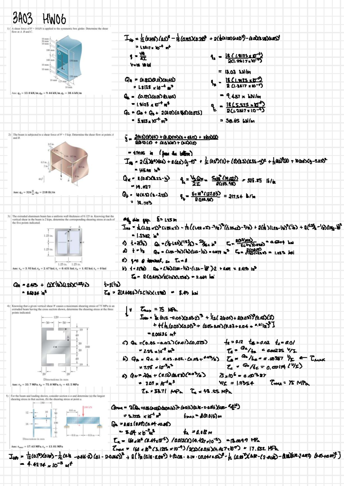 HW06 3A03 Shear Flow Analysis in Box Girders and Beams - Studocu