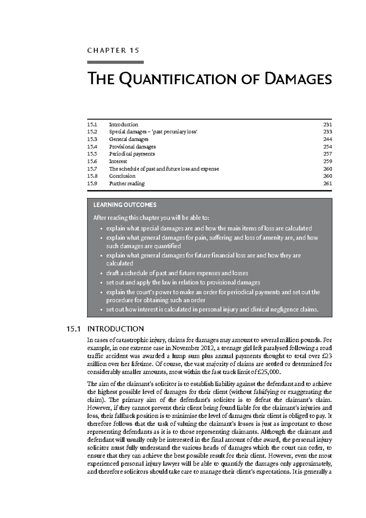 Quantification of Damages in Personal Injury Law (PIL101) - Chapter 15 ...