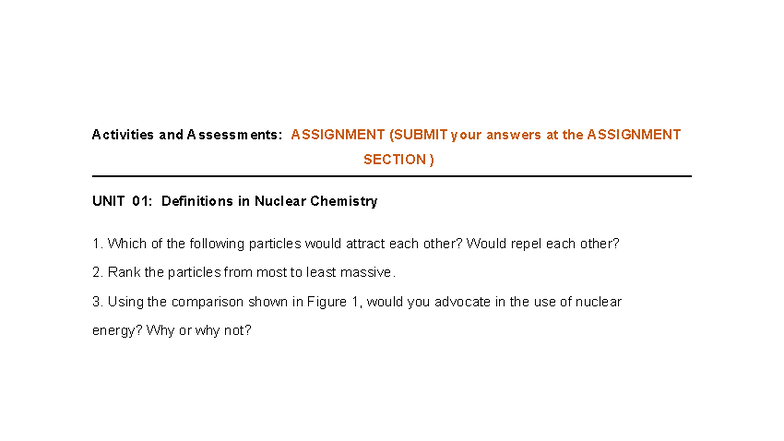 Assessments: Lesson 4 - Nuclear Chemistry Units 1 & 2 - Studocu