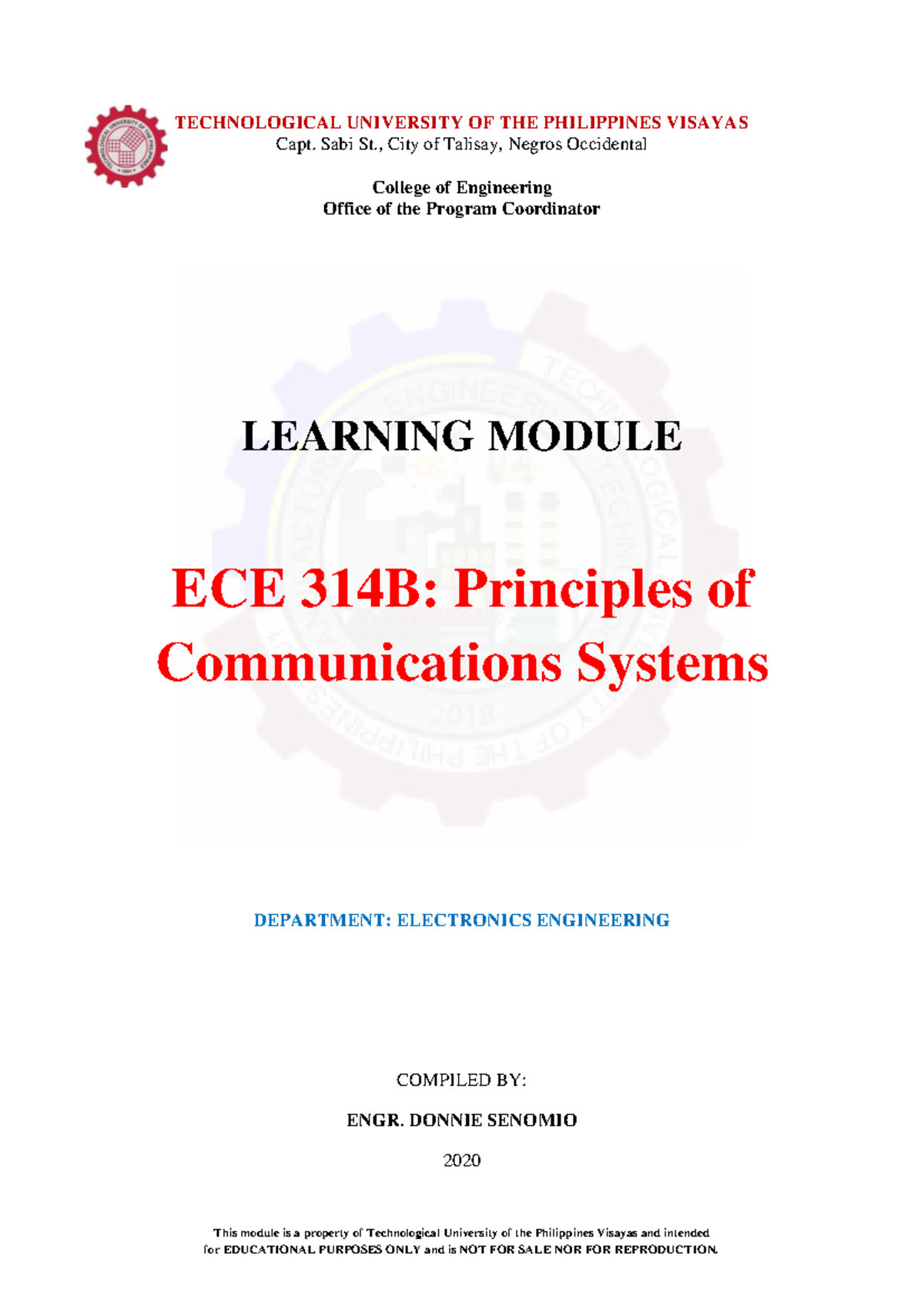 ECE 314B: Principles of Communication Systems Weeks 1-4 Overview - Studocu