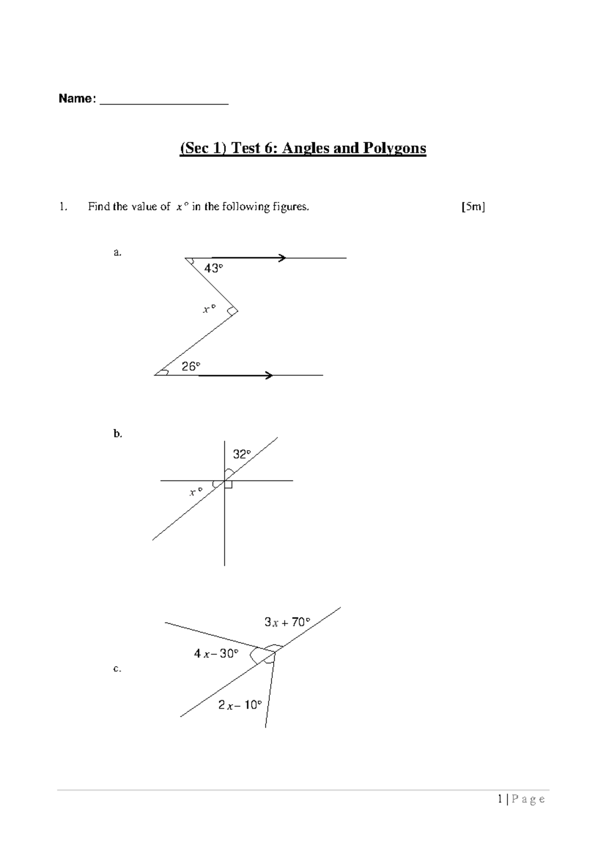 Sec 1 Test 6: Angles and Polygons - Problem Solving Guide - Studocu