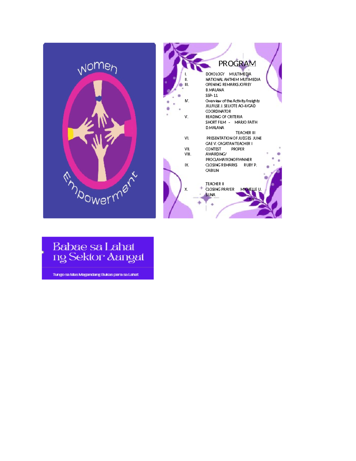 TO BE FIX - SAMPLE TEMPLATE FOR PROGRAM - PROGRAM I. DOXOLOGY ...