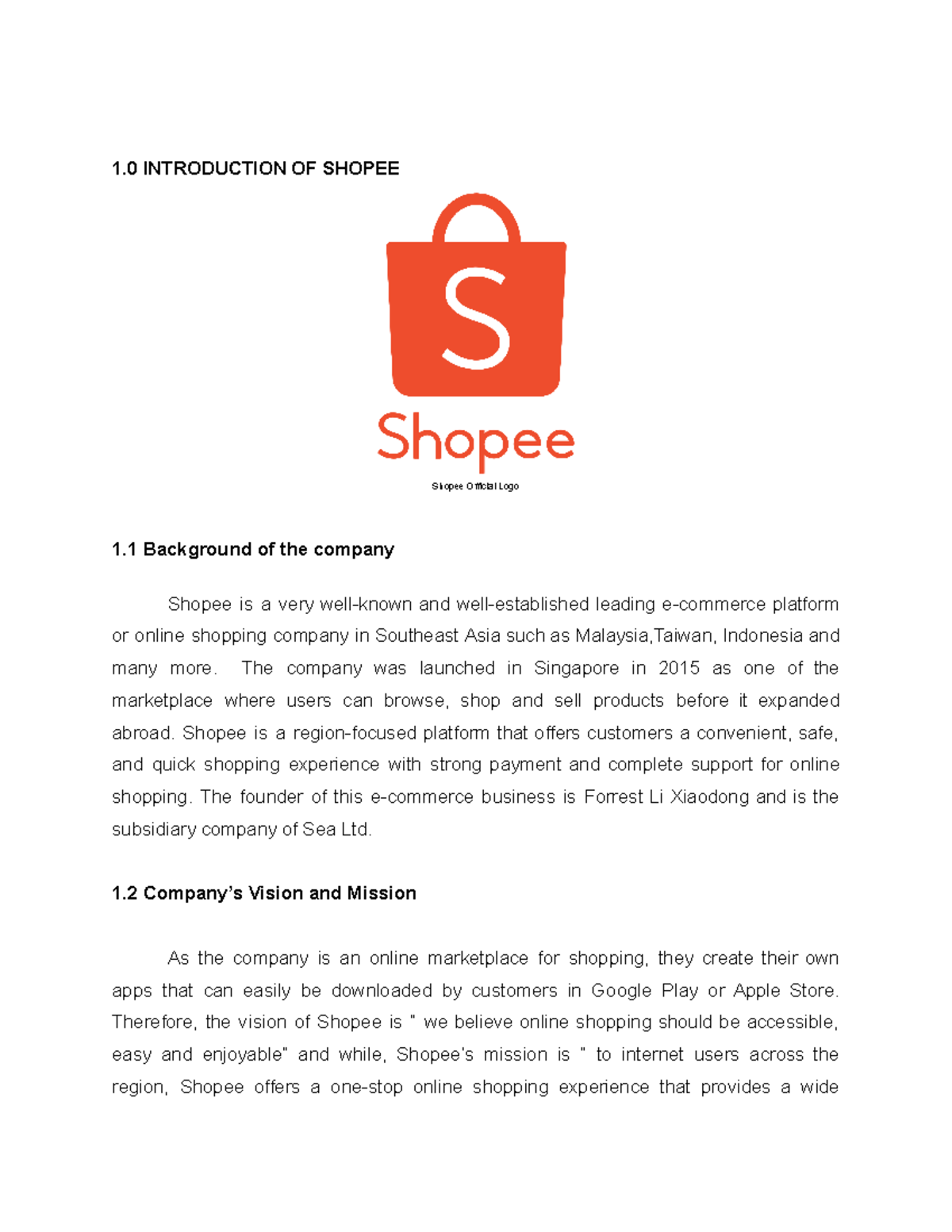 MKT410 - SHOPEE - 1 INTRODUCTION OF SHOPEE Shopee Official Logo 1 ...