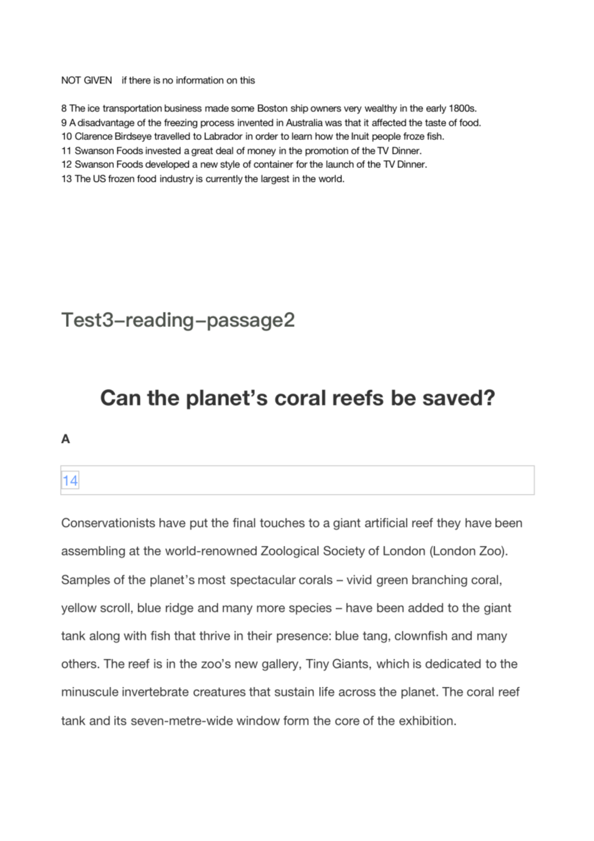 Cambridge IELTS 20 - Reading Passage 2: Coral Reefs and Conservation - Studocu
