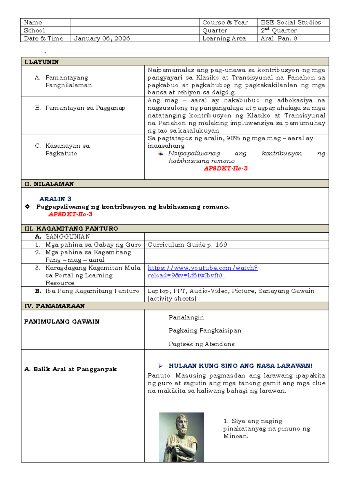 DLP-AP-8 - Final Exam on Contributions of Roman Civilization - Studocu