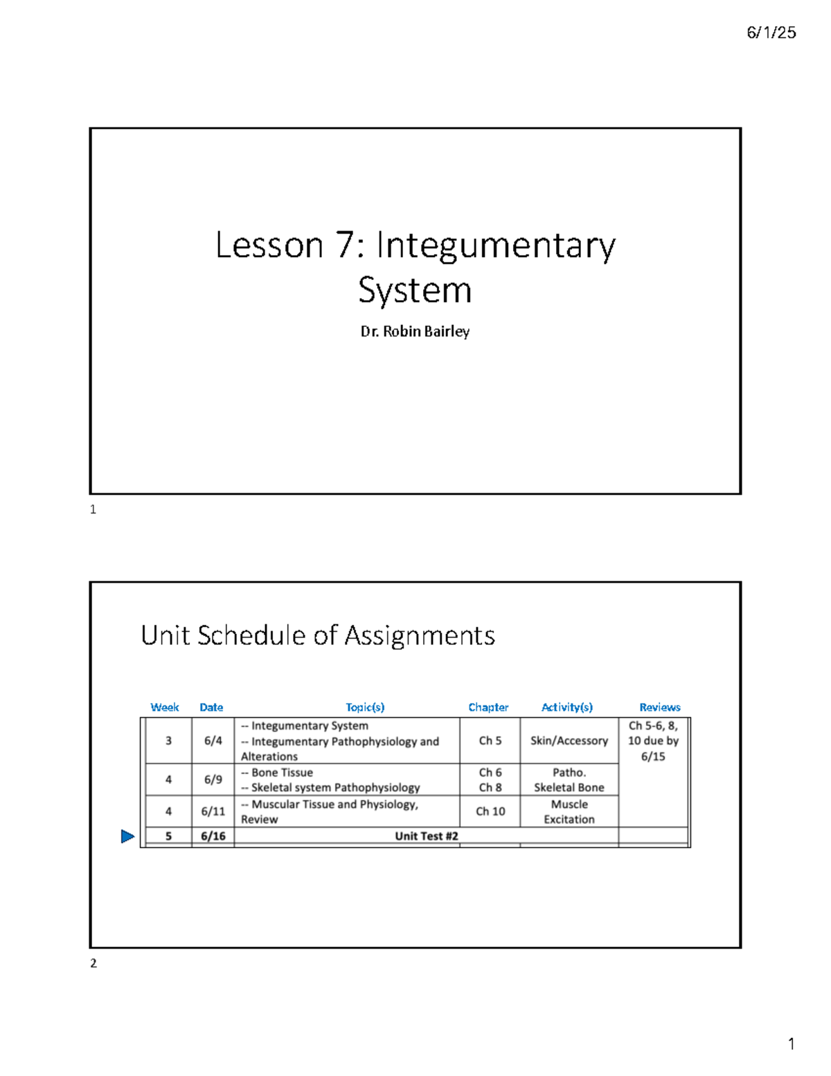 Lesson 7: Integumentary System Overview - Dr. Robin Bairley - Studocu