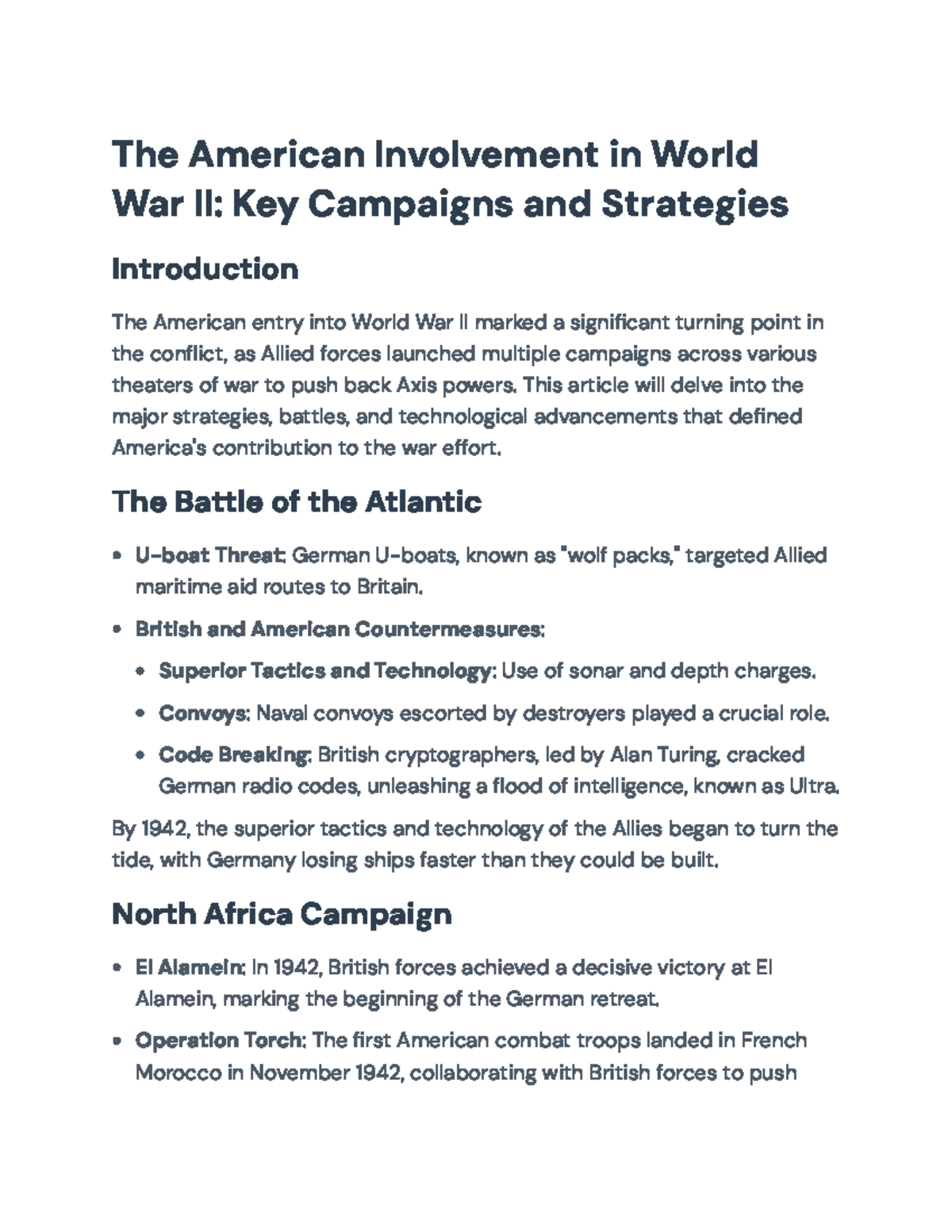 American Involvement in WWII: Campaigns, Strategies, and Innovations ...