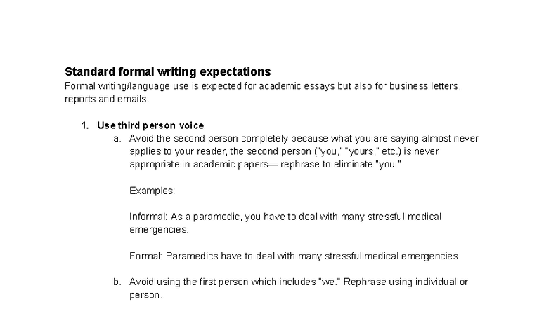 Formal Writing Guidelines for Academic Essays and Business ...