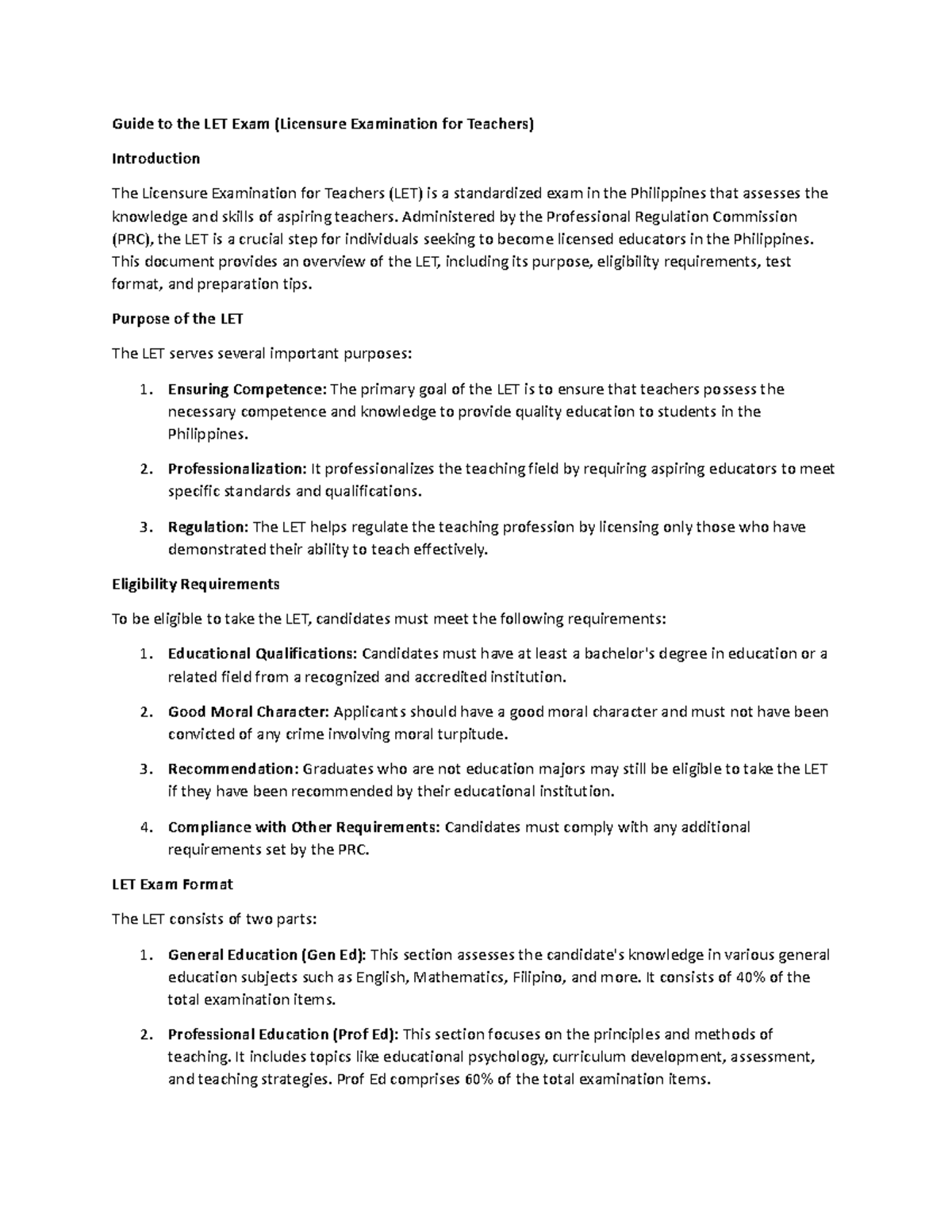 LET Exam Preparation Guide for Aspiring Teachers in the Philippines ...
