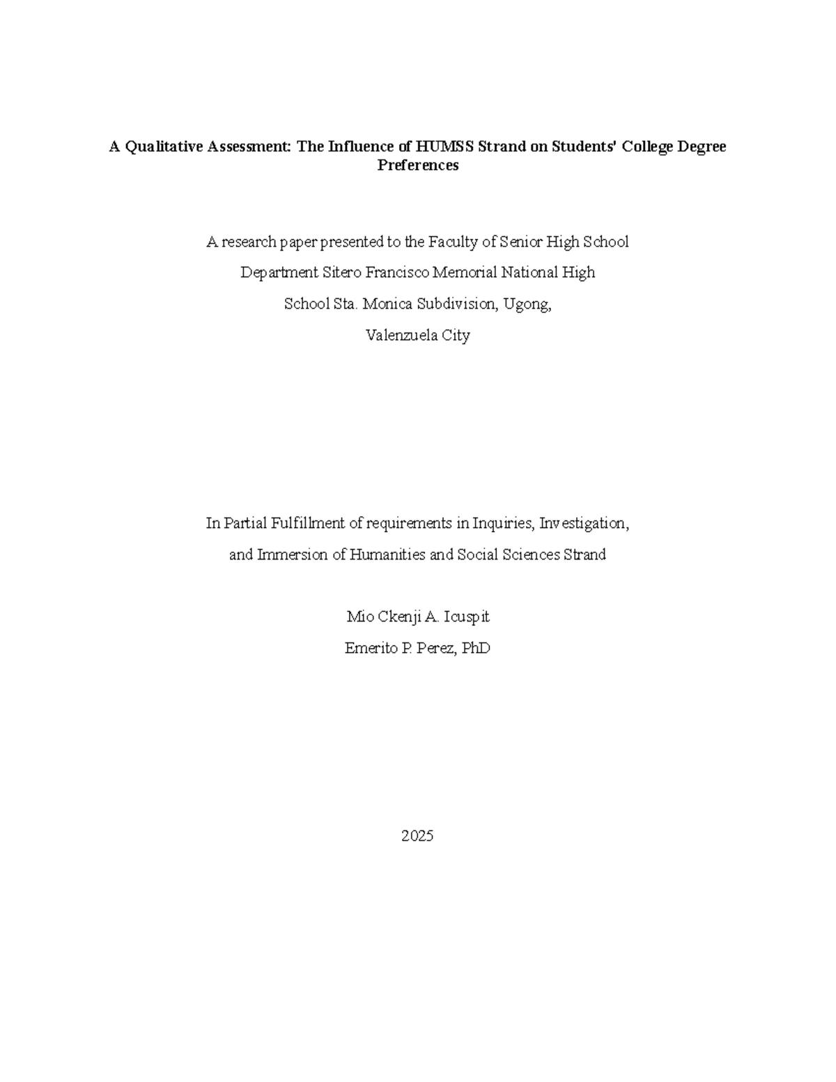 HUMSS 2025: The Impact of Humanities Strand on College Degree Choices ...