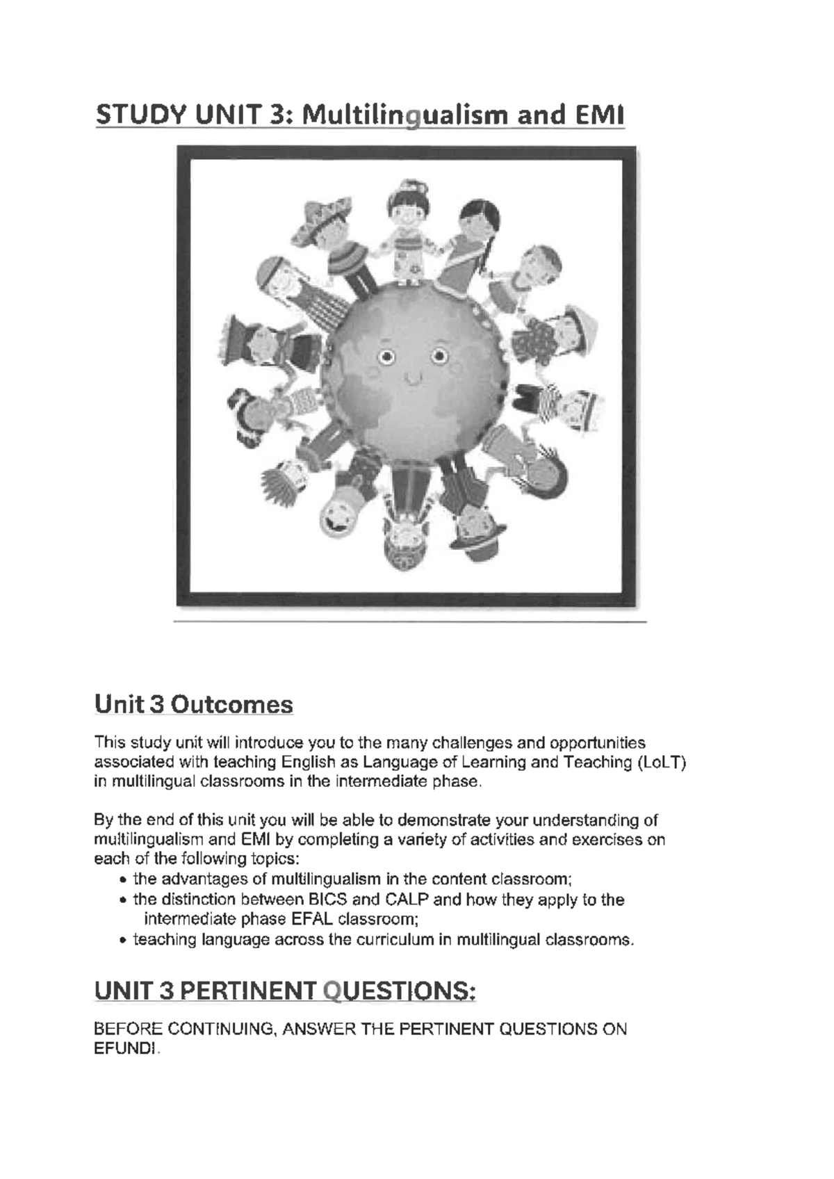ENIP Study Unit 3: Multilingualism and EMI in South African Classrooms ...