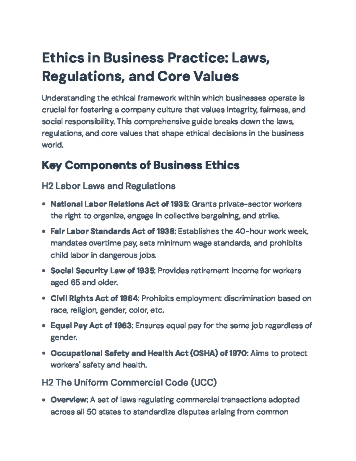 Ethics in Business Practice: Laws, Core Values, and Decision-Making ...