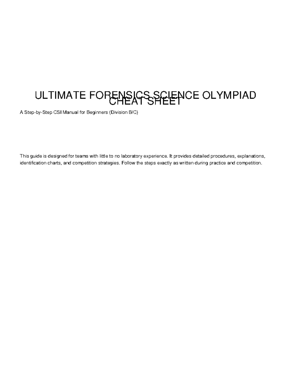 Forensics Science Olympiad Ultimate Cheat Sheet (CSI 101) - Studocu