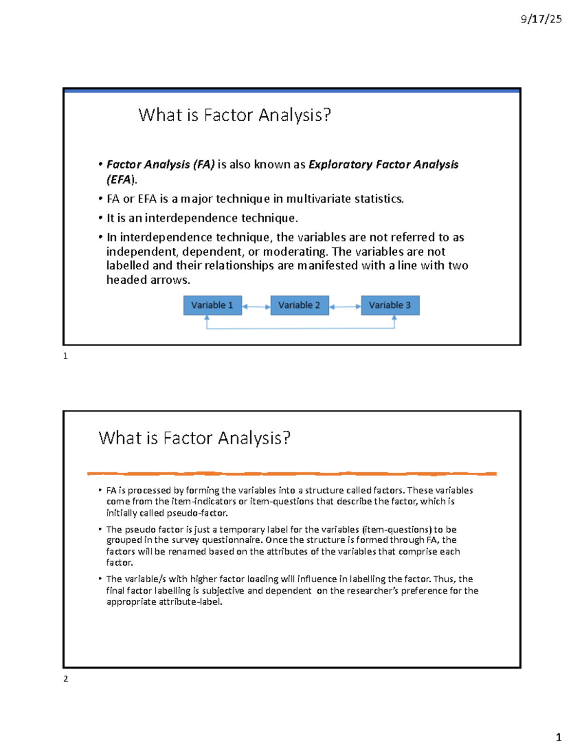 Exploratory Factor Analysis (EFA) - Topic 7 Notes - Studocu
