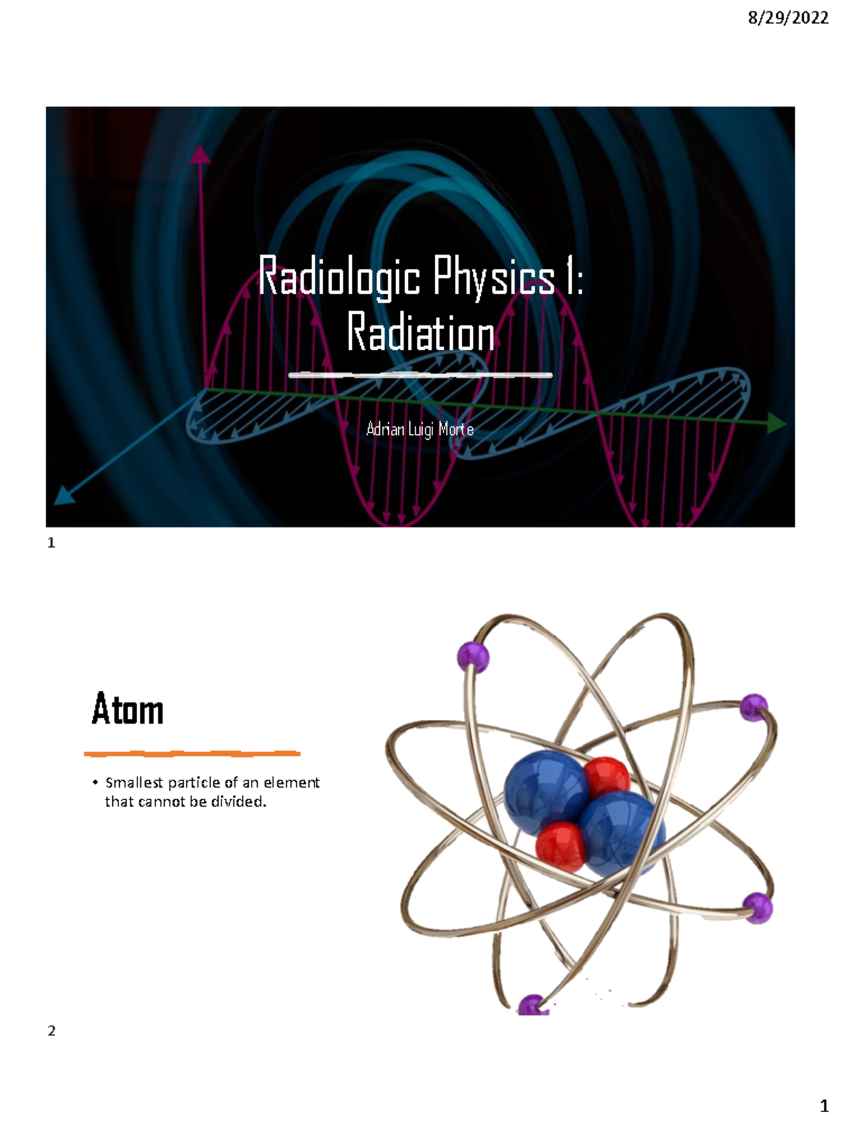 Radiologic Physics 1 - Key Concepts in Radiation and Atomic Models - Studocu