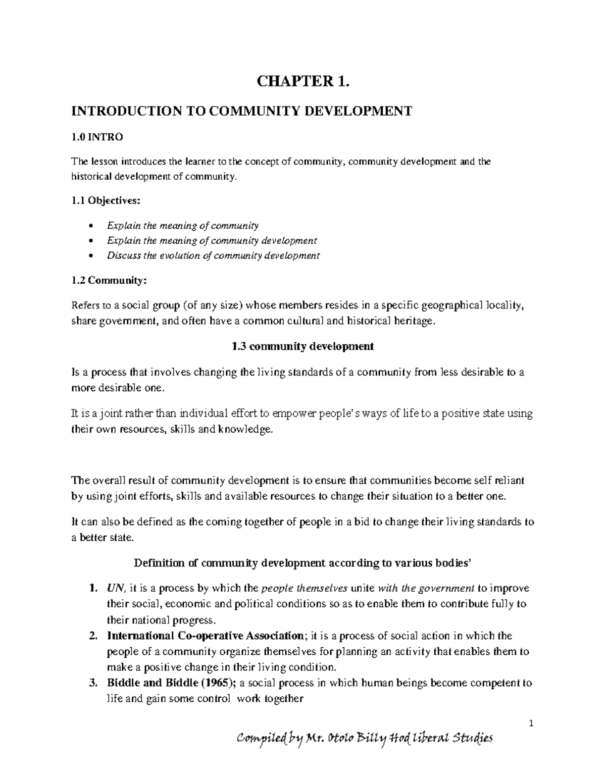 Introduction to Community Development - 1 CHAPTER 1. INTRODUCTION TO ...