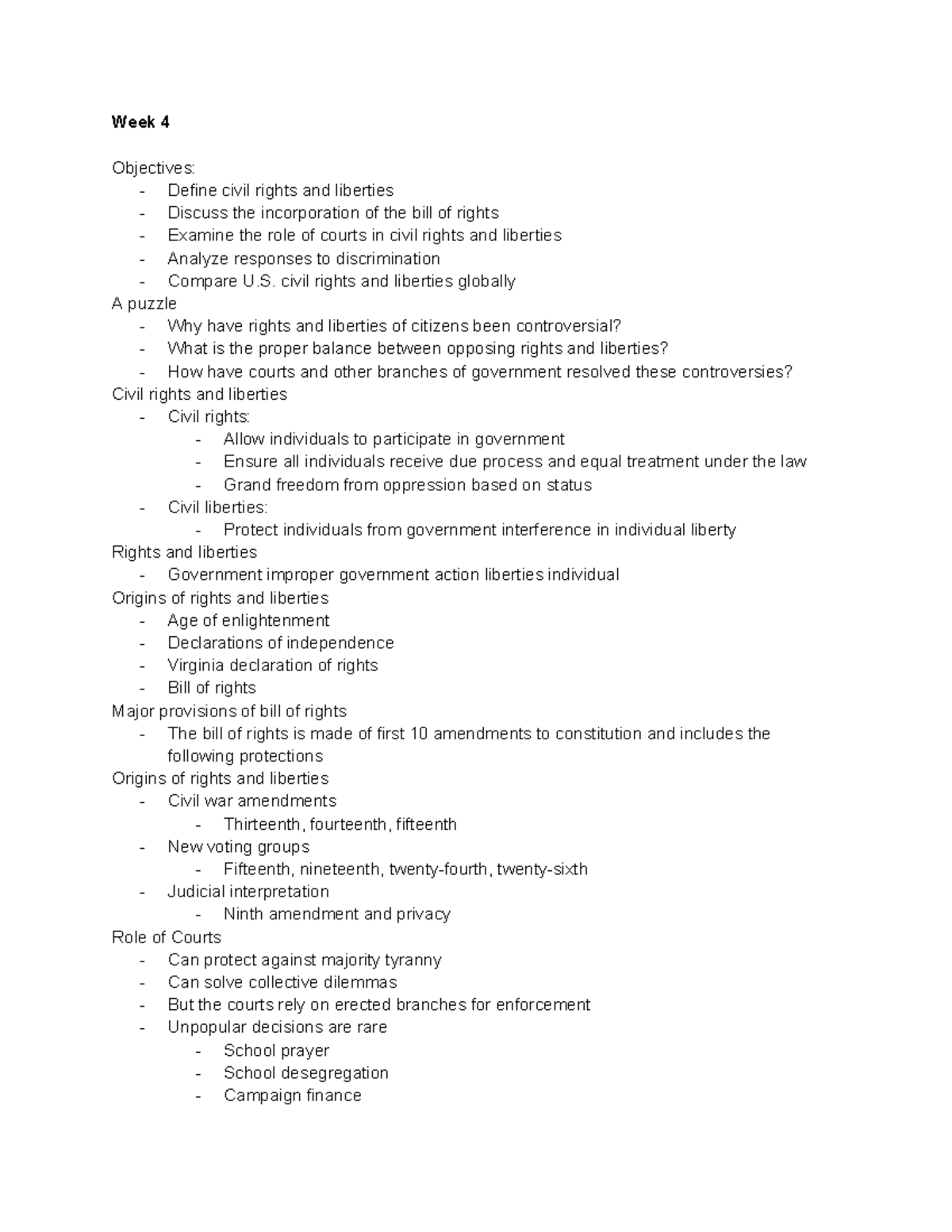 POS 100 Assignment 2: Understanding Civil Rights and Liberties - Studocu