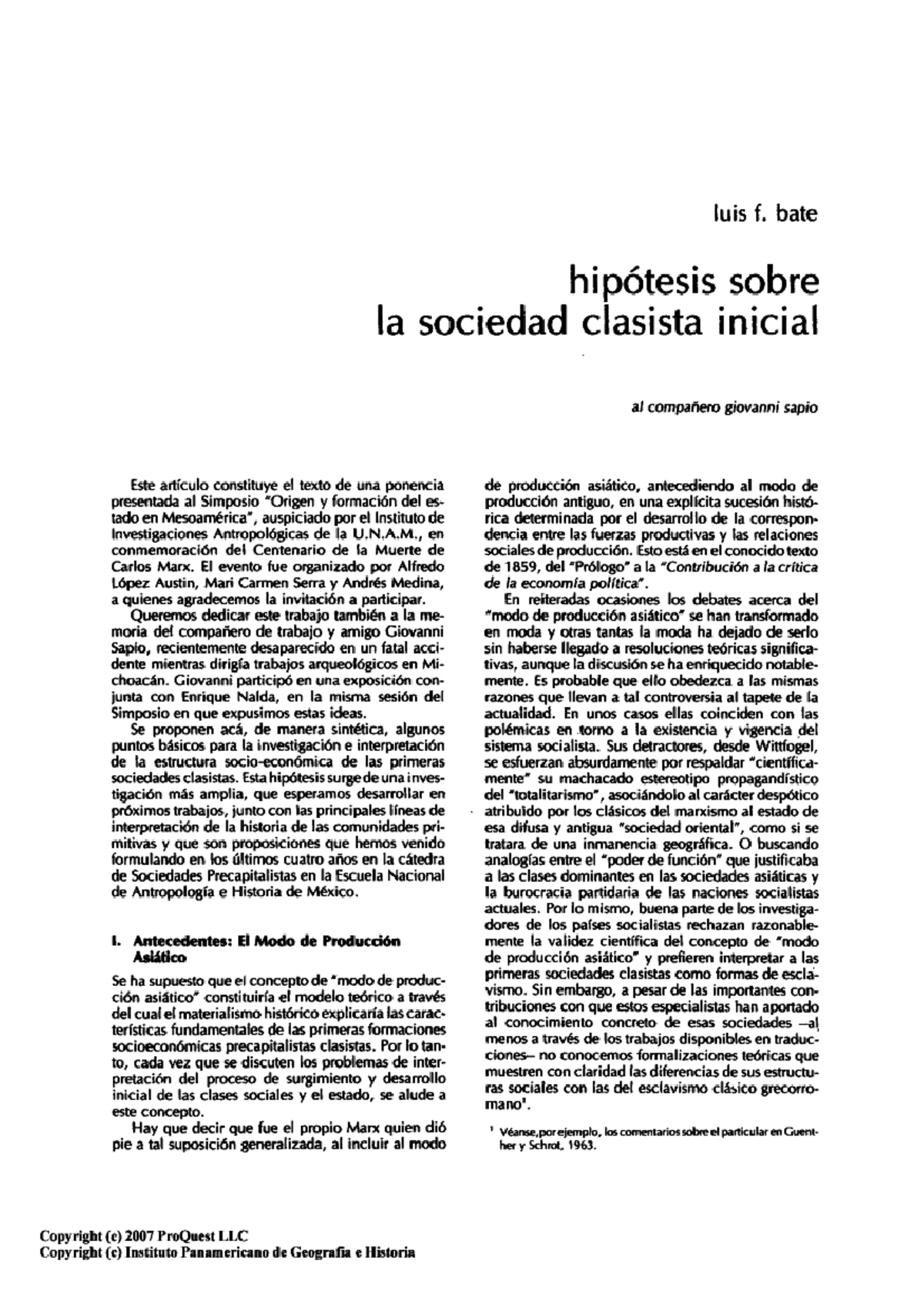 Luis Bate - Hipótesis sobre la Sociedad Clasista Inicial (Ponencia ...