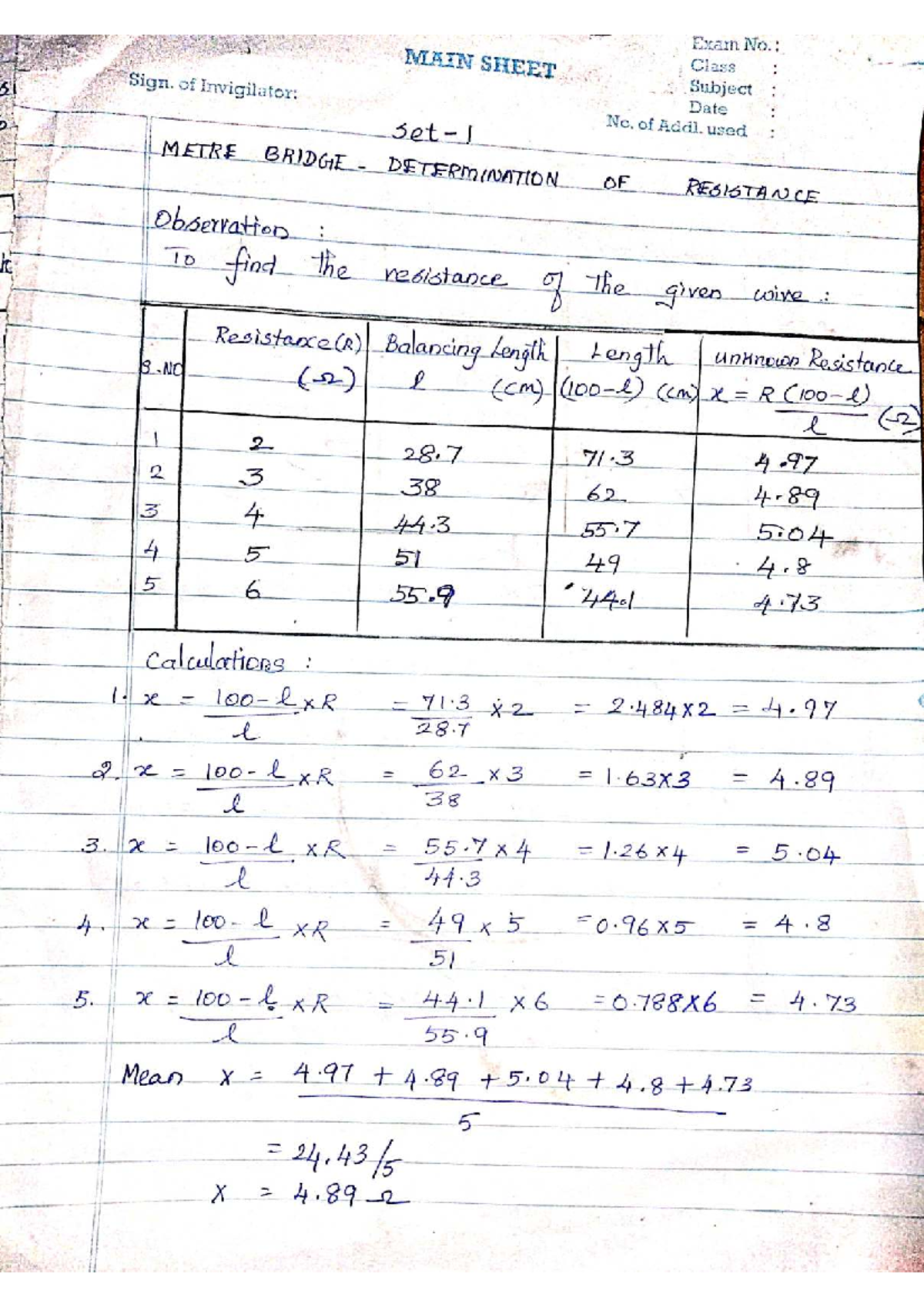 MET 101: Metre Bridge Determination of Unknown Resistance - Studocu