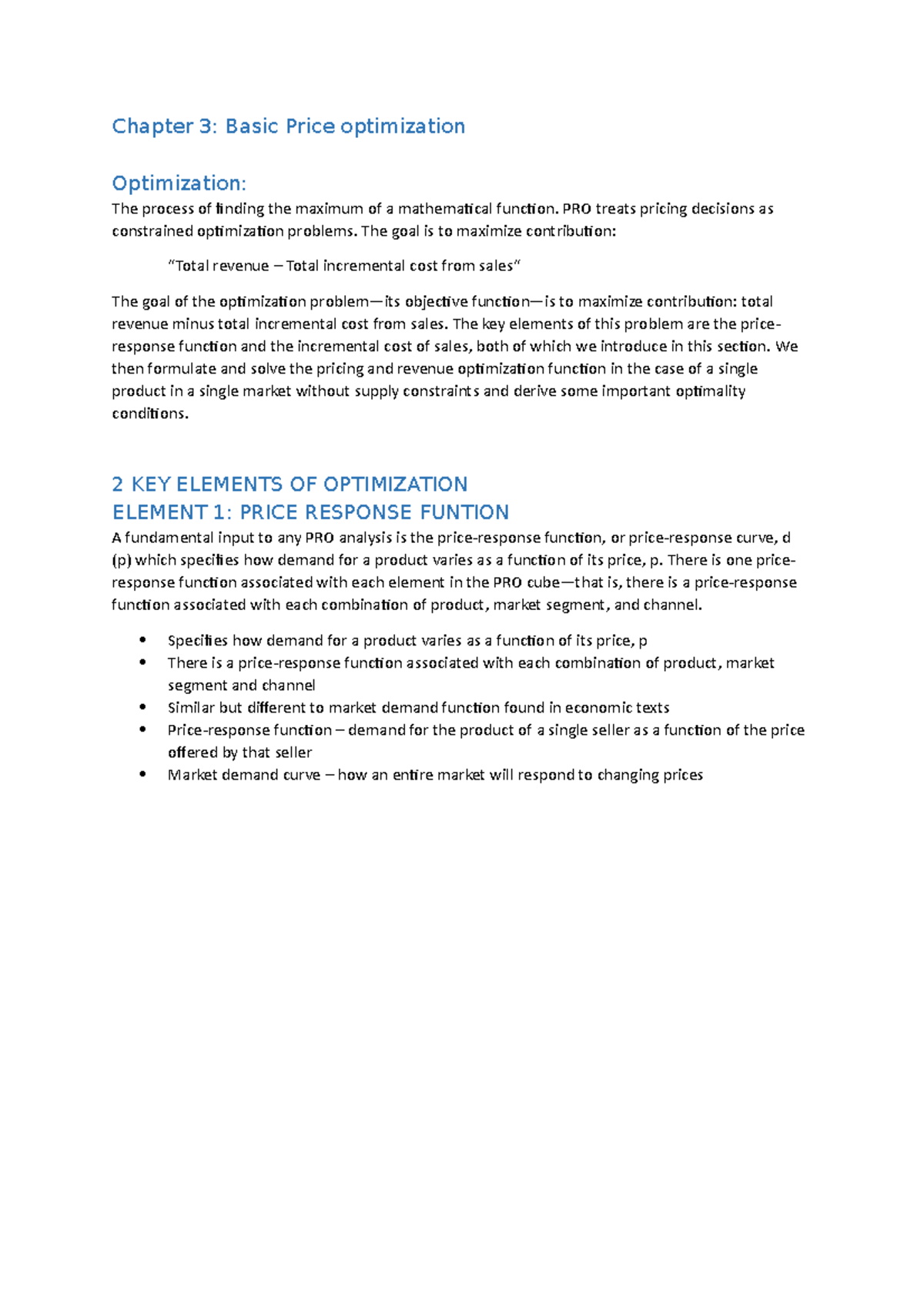 3 Basic Price optimization - Chapter 3: Basic Price optimization ...