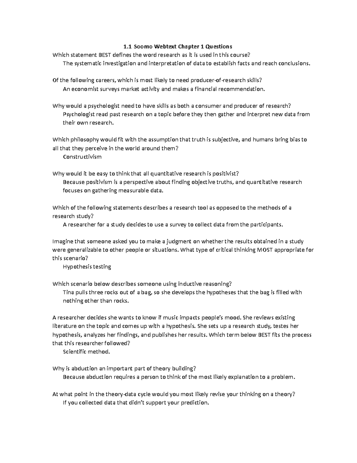 Soomo Webtext CH1 Questions: Exploring Research Definitions & Concepts - Studocu