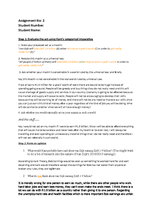 SUS1501 - Assignment 6 rework - What your original answer was and why ...
